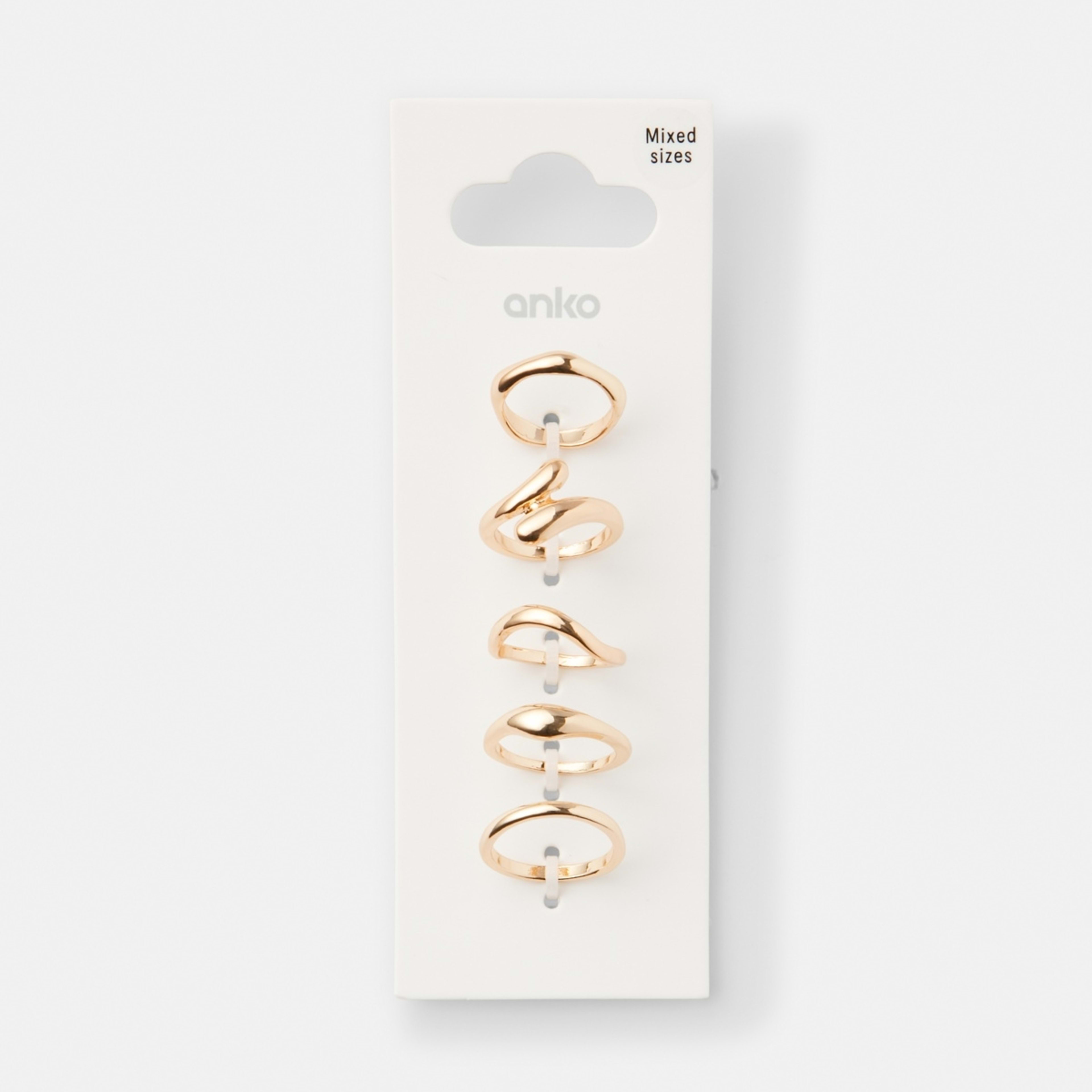 5 Pack Teardrop Rings - Gold Tone - Kmart
