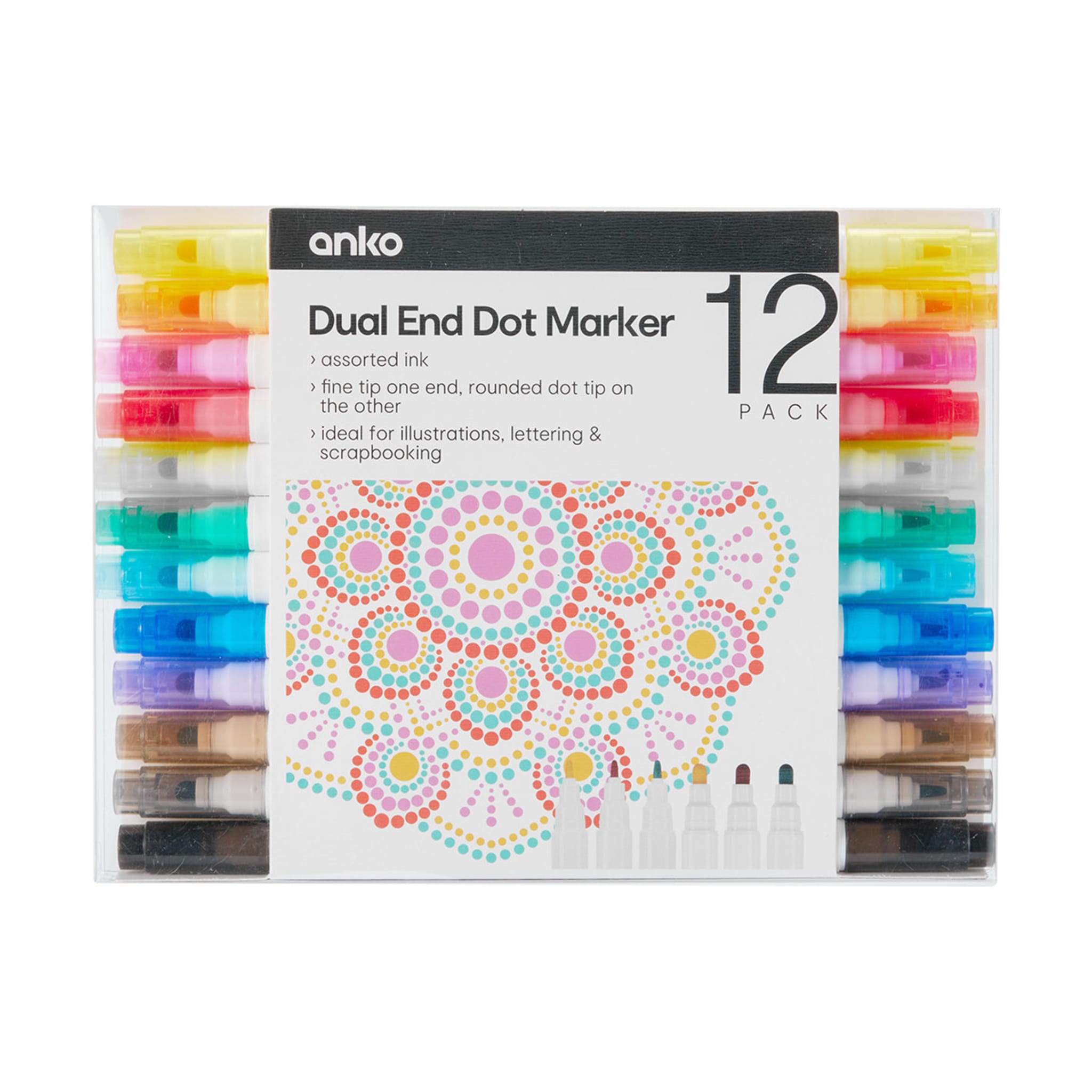 12 Pack Dual End Dot Markers - Assorted Ink - Kmart