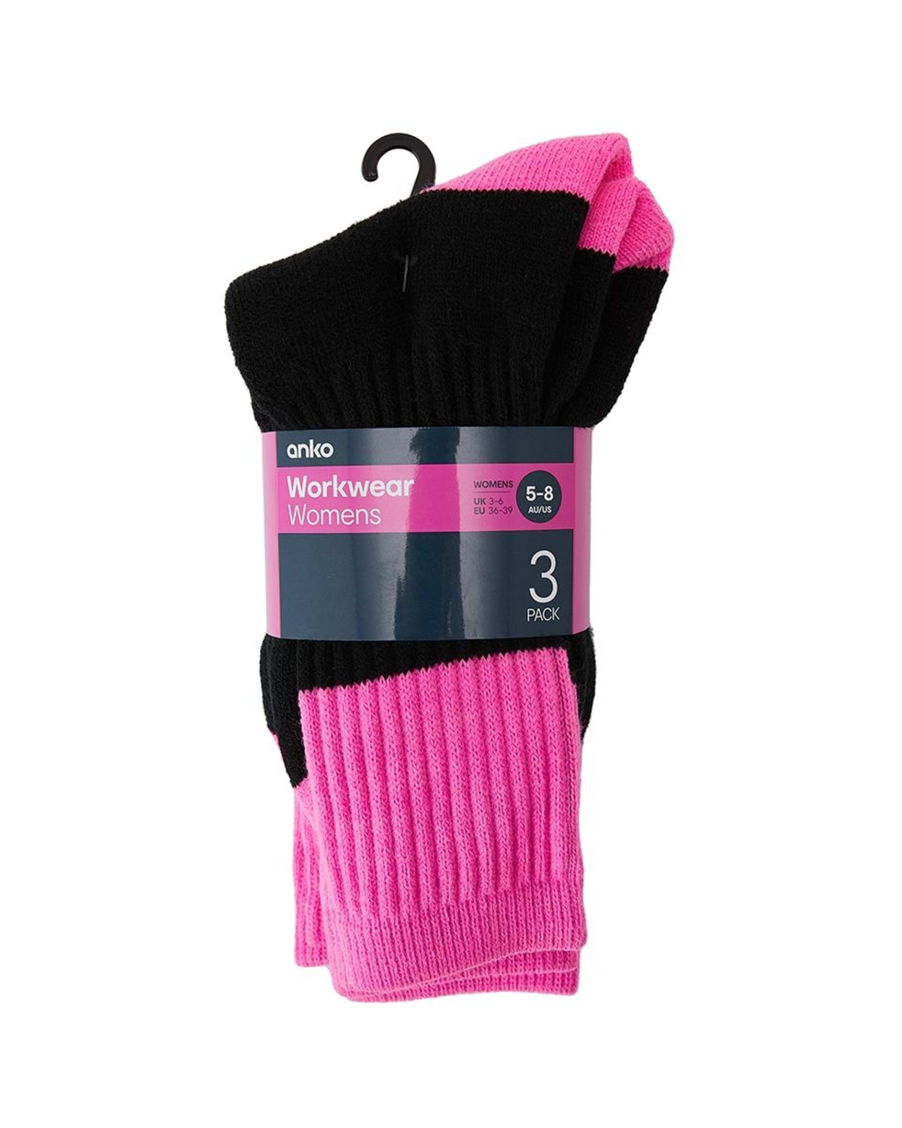 3 Pack Ribbed Full Terry Foot Work Socks - Kmart NZ