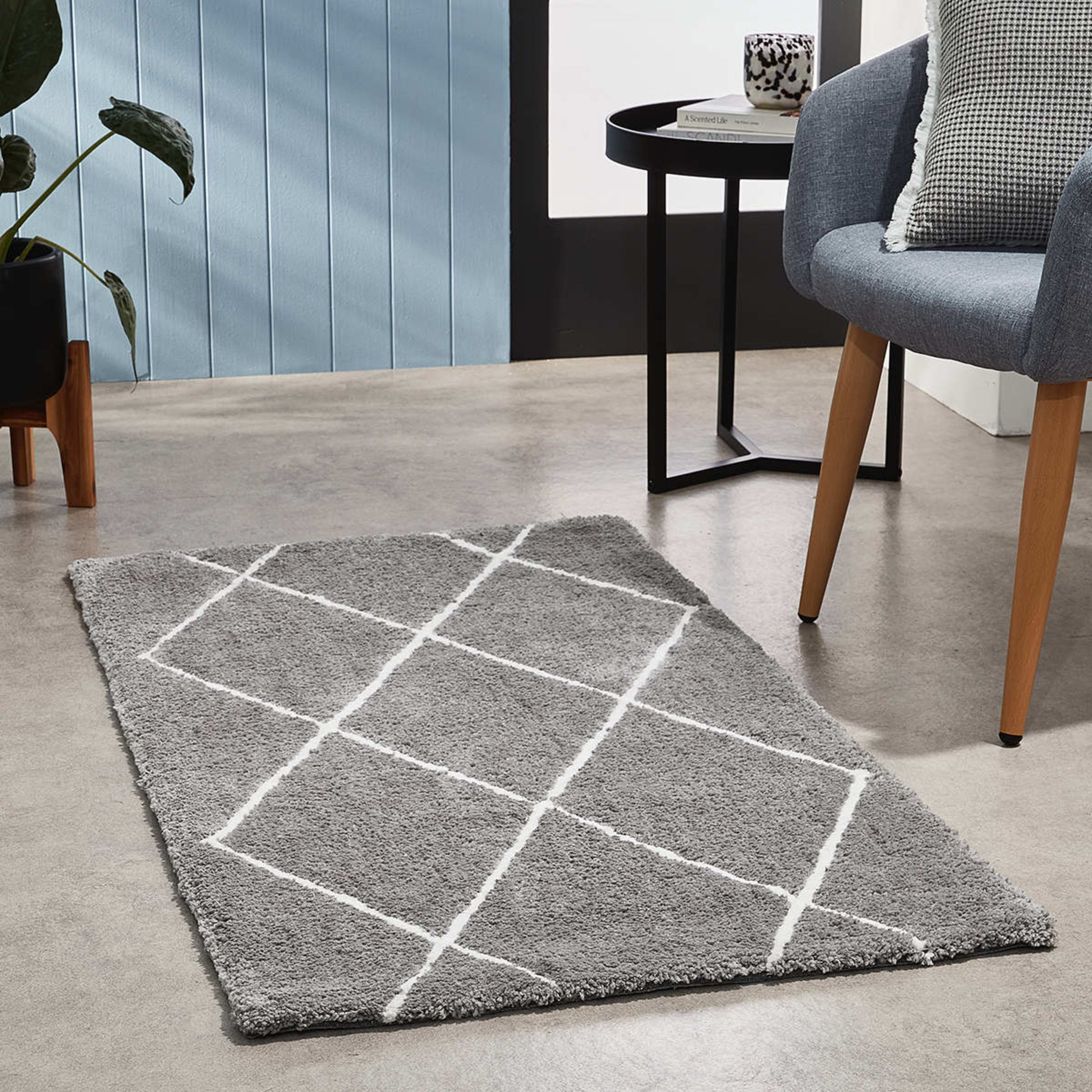 Trellis Rug - Grey, Small - 140cm x 70cm - Kmart