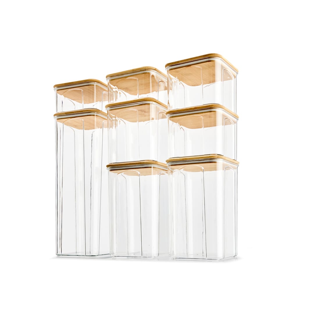 8 Piece Bamboo Lid Food Storage Set - Kmart NZ