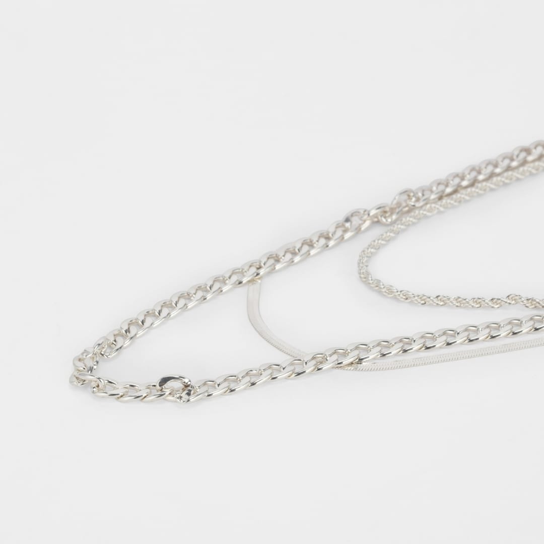 3 Pack Essential Chain Necklace - Silver Tone - Kmart