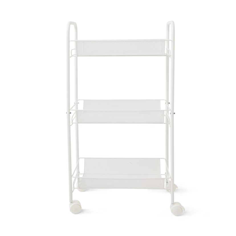 Slim Line Metal Trolley - White - Kmart