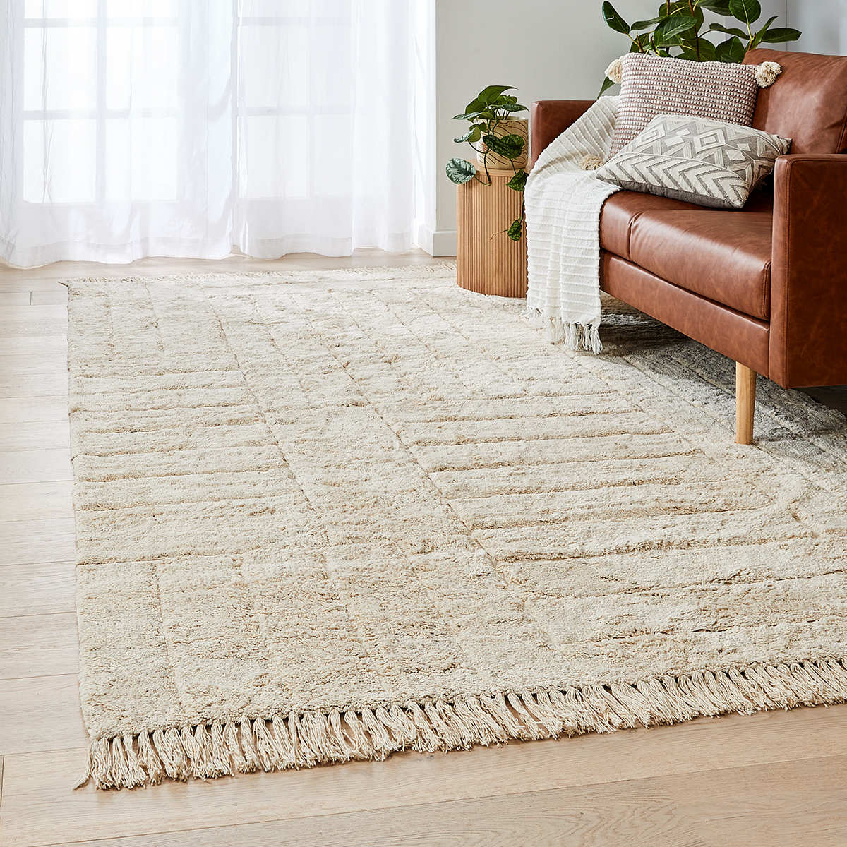 Noah Tufted Rug - Beige, Extra Large - 270cm x 180cm - Kmart