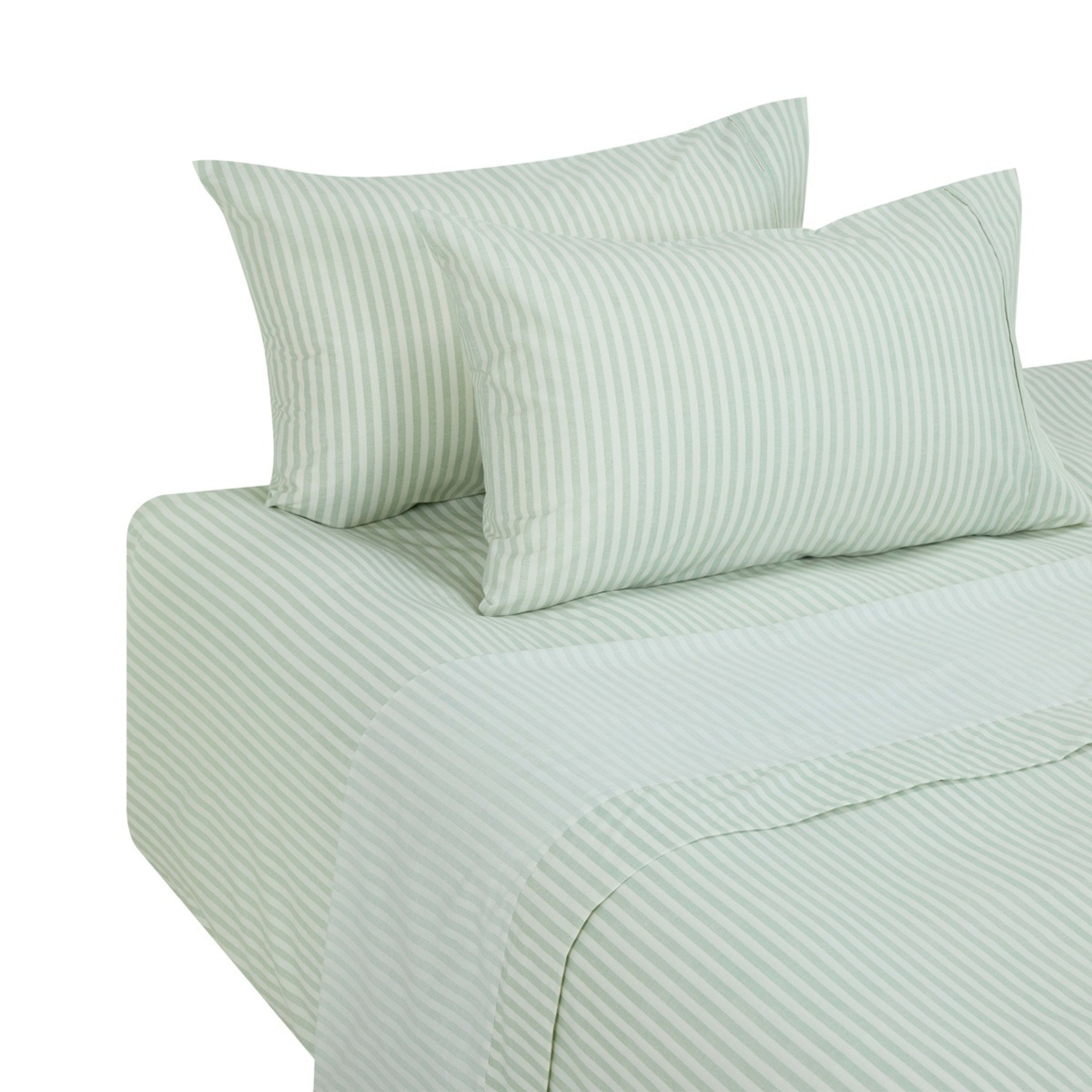 250 Thread Count Stripe Cotton Sheet Set - King Bed, Sage - Kmart