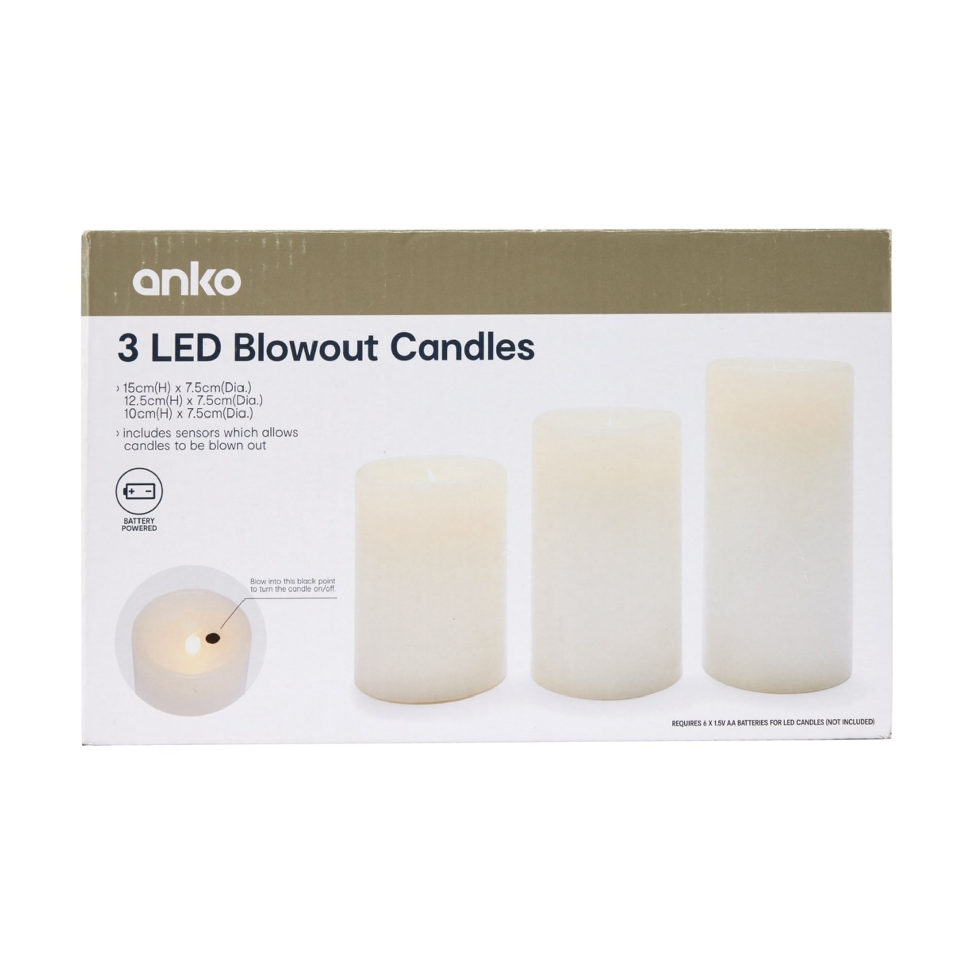 3 Piece LED Blowout Candles - Kmart