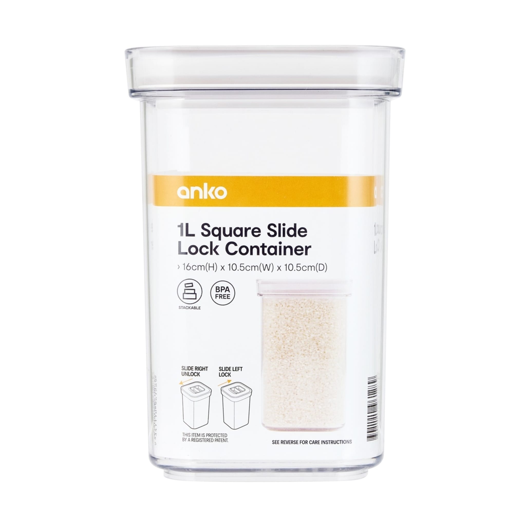 1L Square Slide Lock Container - Kmart