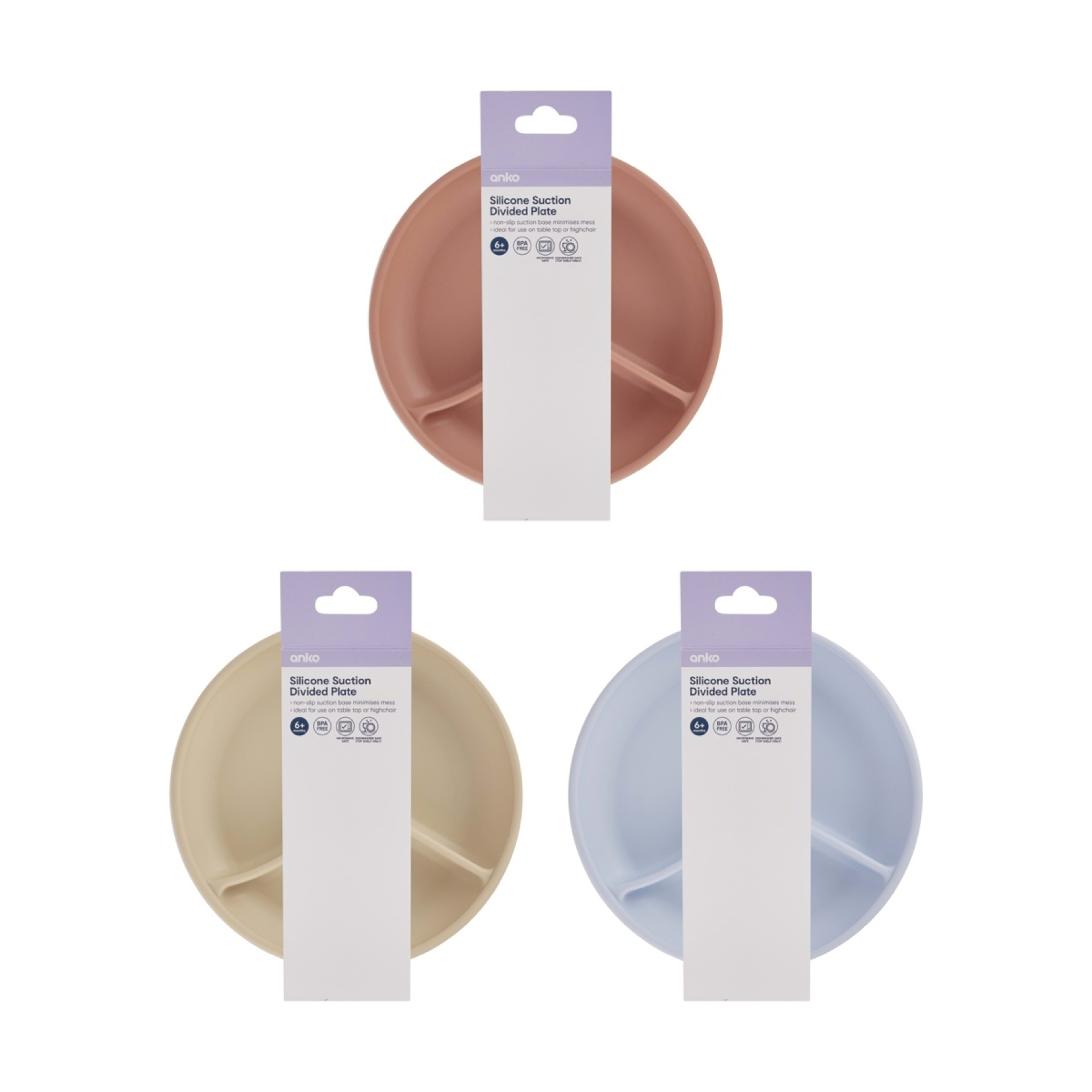 Silicone Suction Divided Plate - Assorted - Kmart