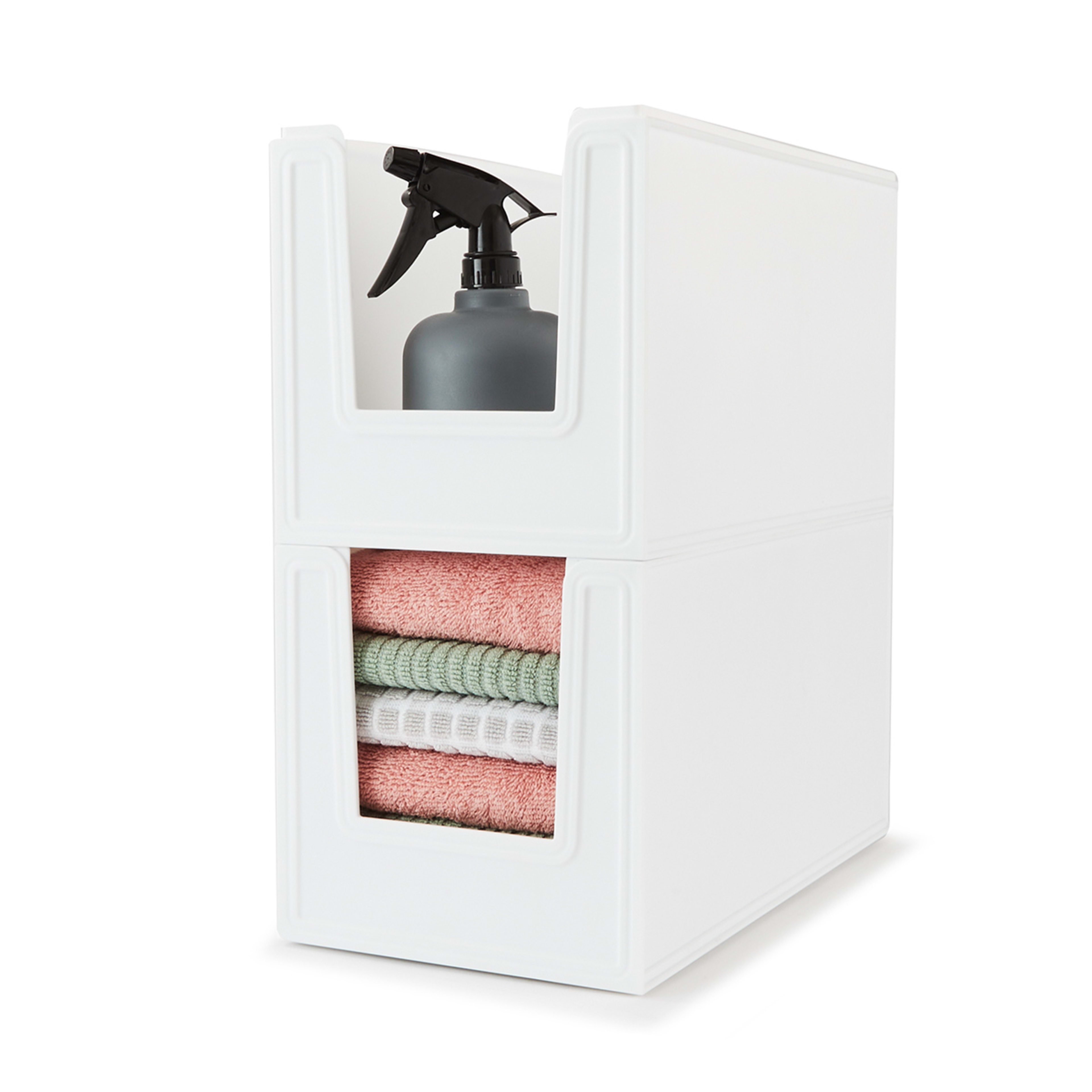 15L Modular Open Front Stackable Bin - White - Kmart