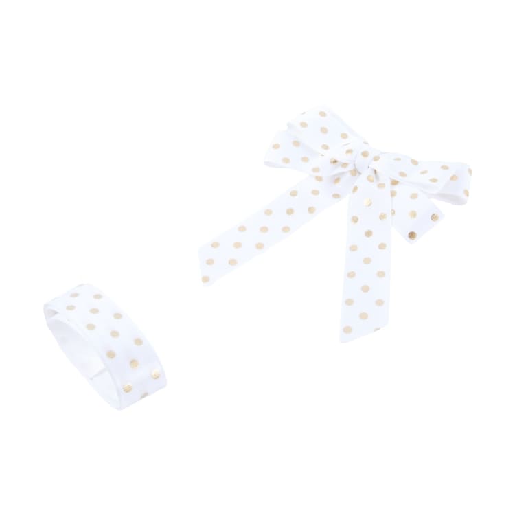 2 Piece Fabric Bow and Ribbon Set - Gold Dot - Kmart