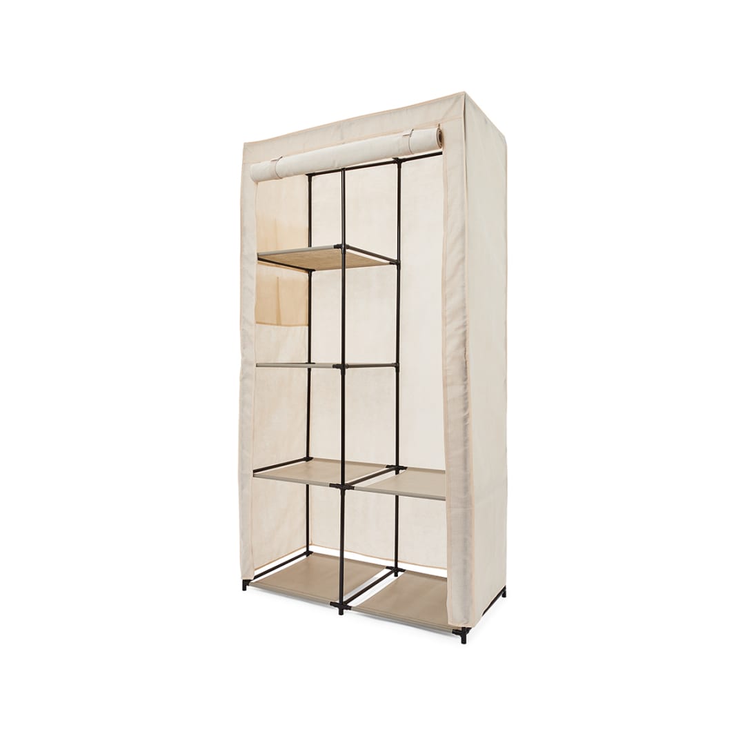 Linen Look Covered Wardrobe - Beige - Kmart