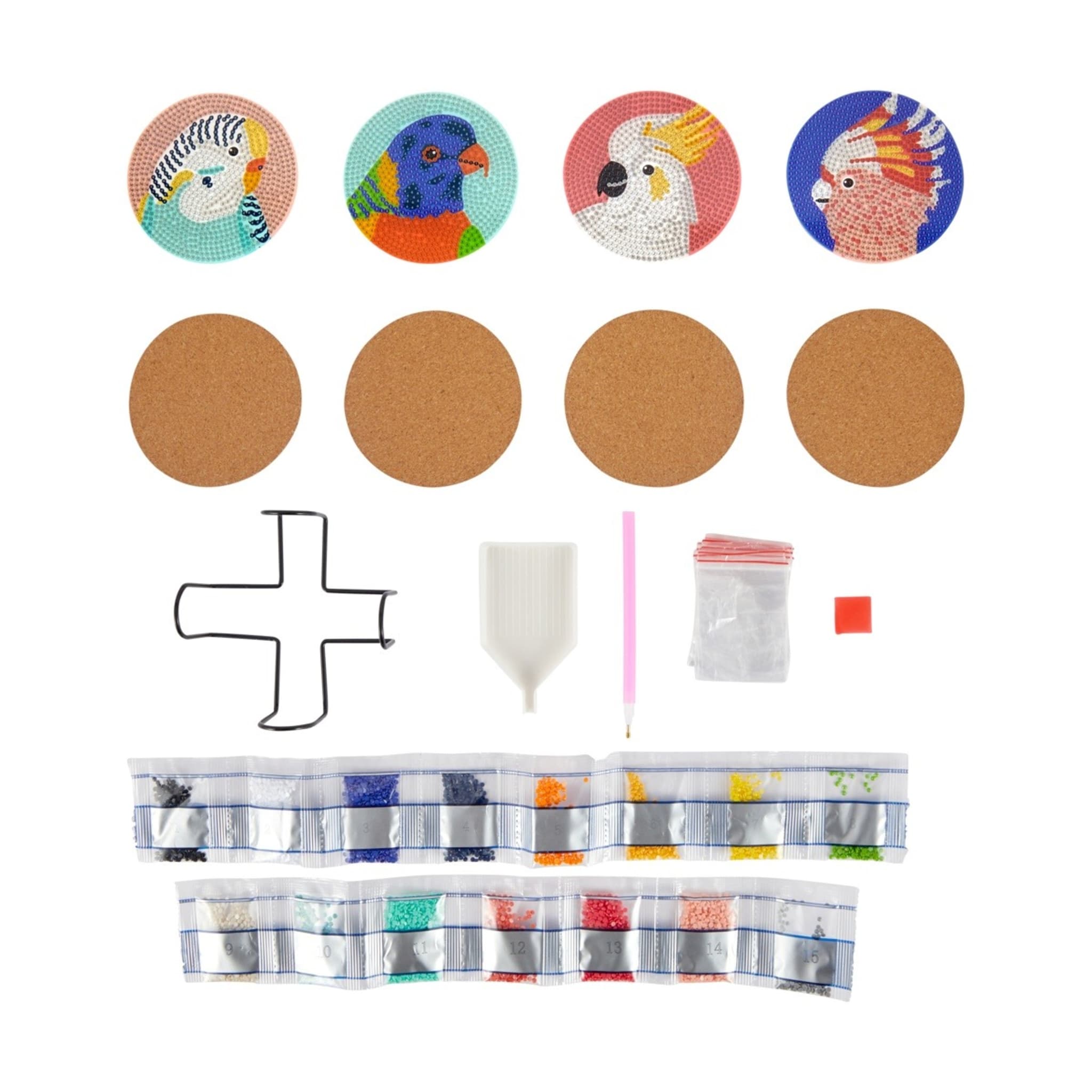 Sparkle Gem Art Coaster Set - Birds - Kmart