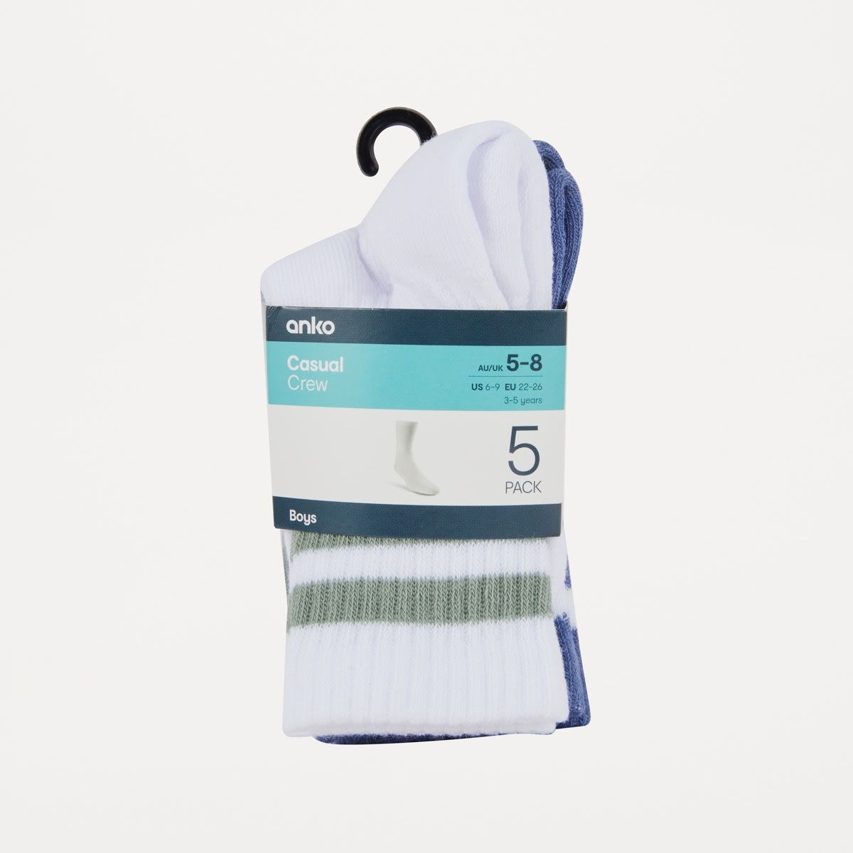 5 Pack Crew Socks - Kmart