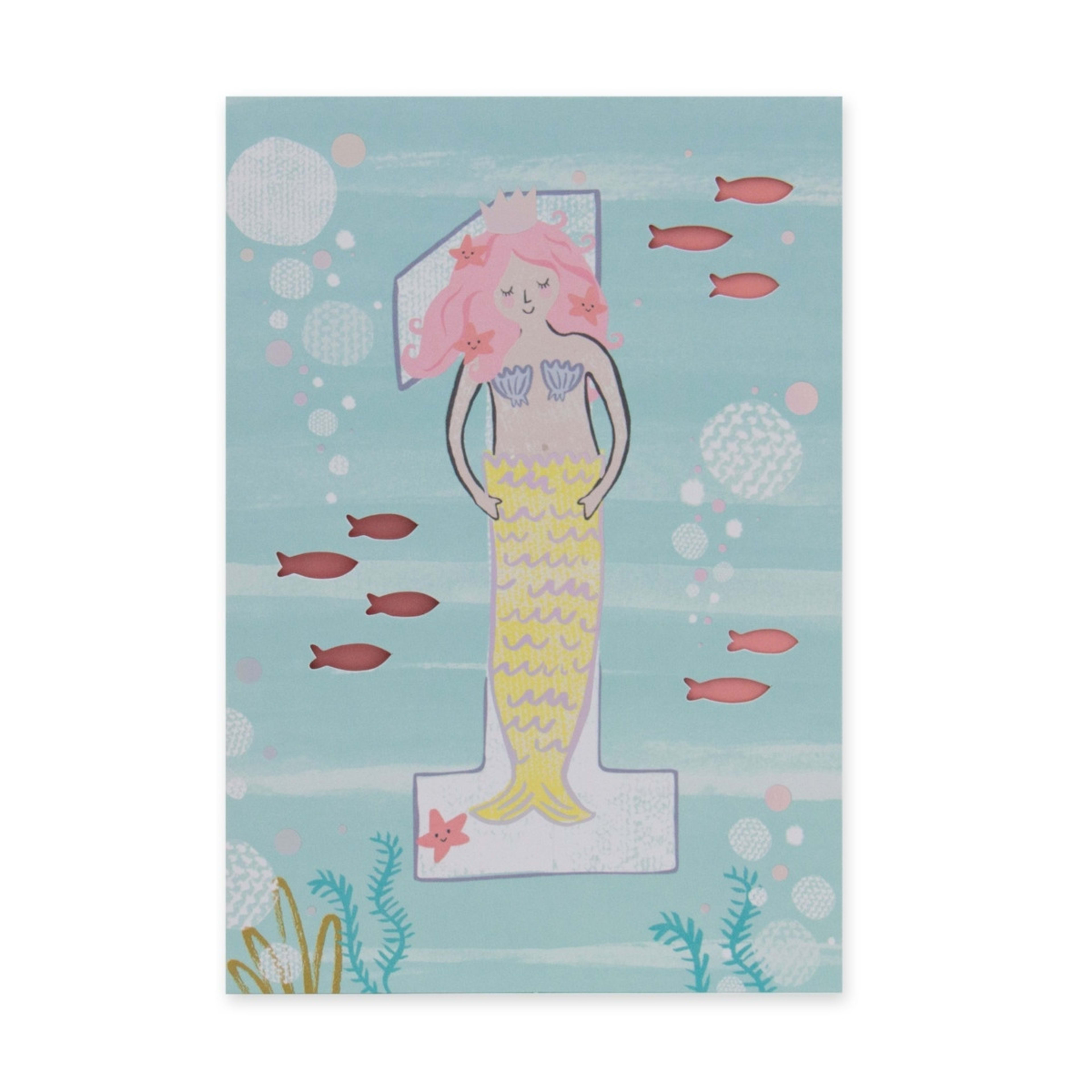 Connections from Hallmark 1st Birthday Card - Mermaid & Fish - Kmart