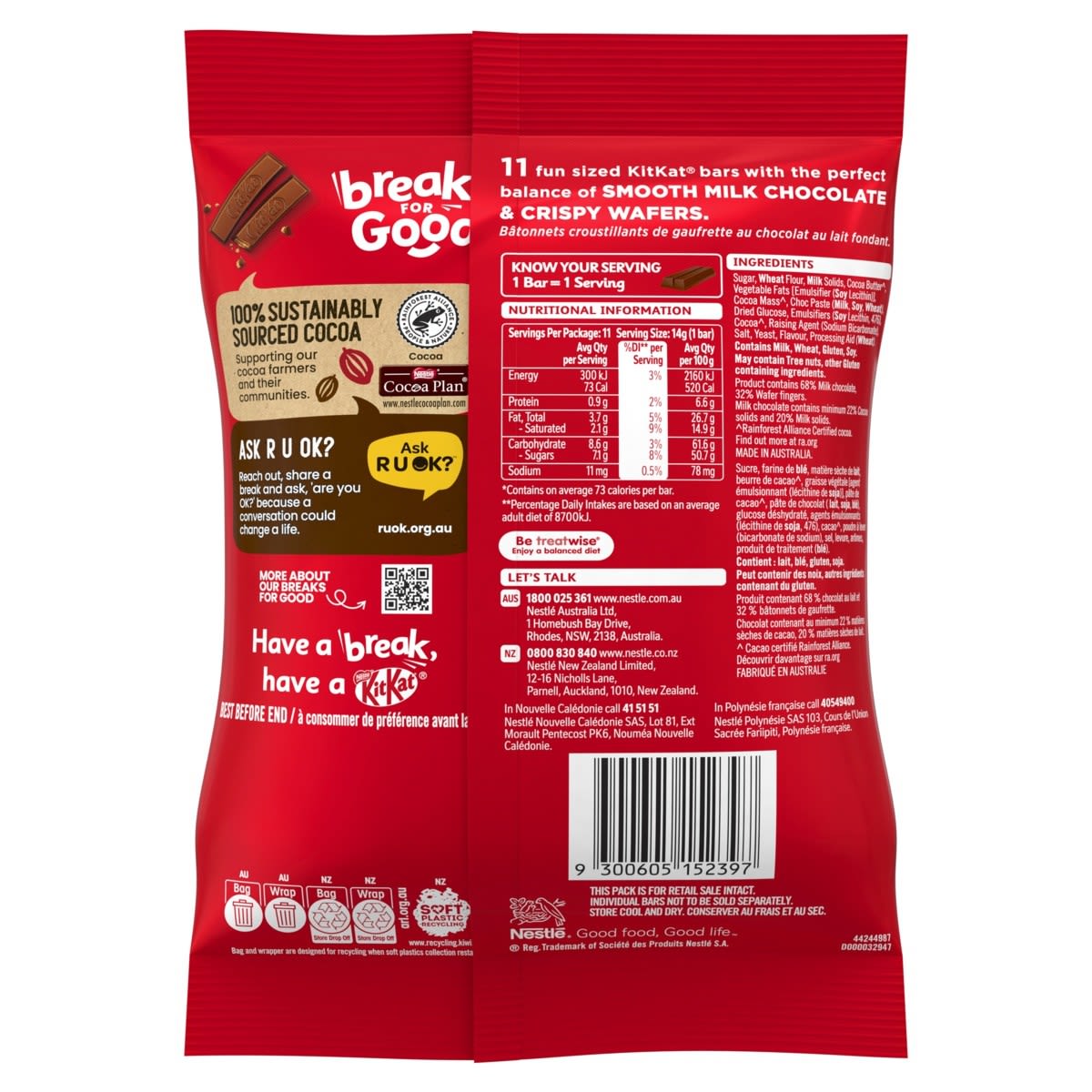 11 Pack Nestle KitKat Fun Size Share Pack 154g - Kmart