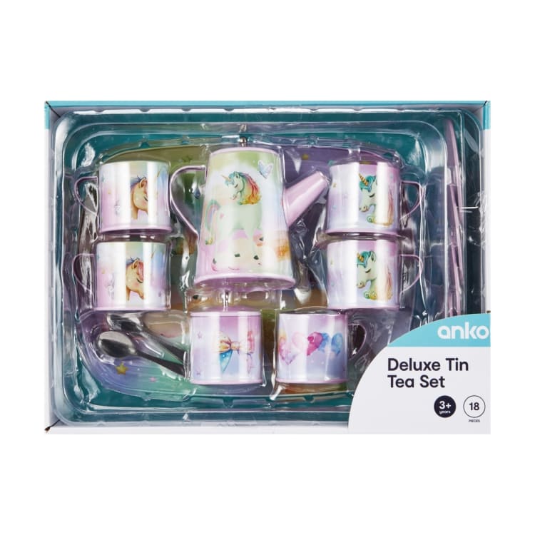 18 Piece Deluxe Tin Tea Playset - Kmart