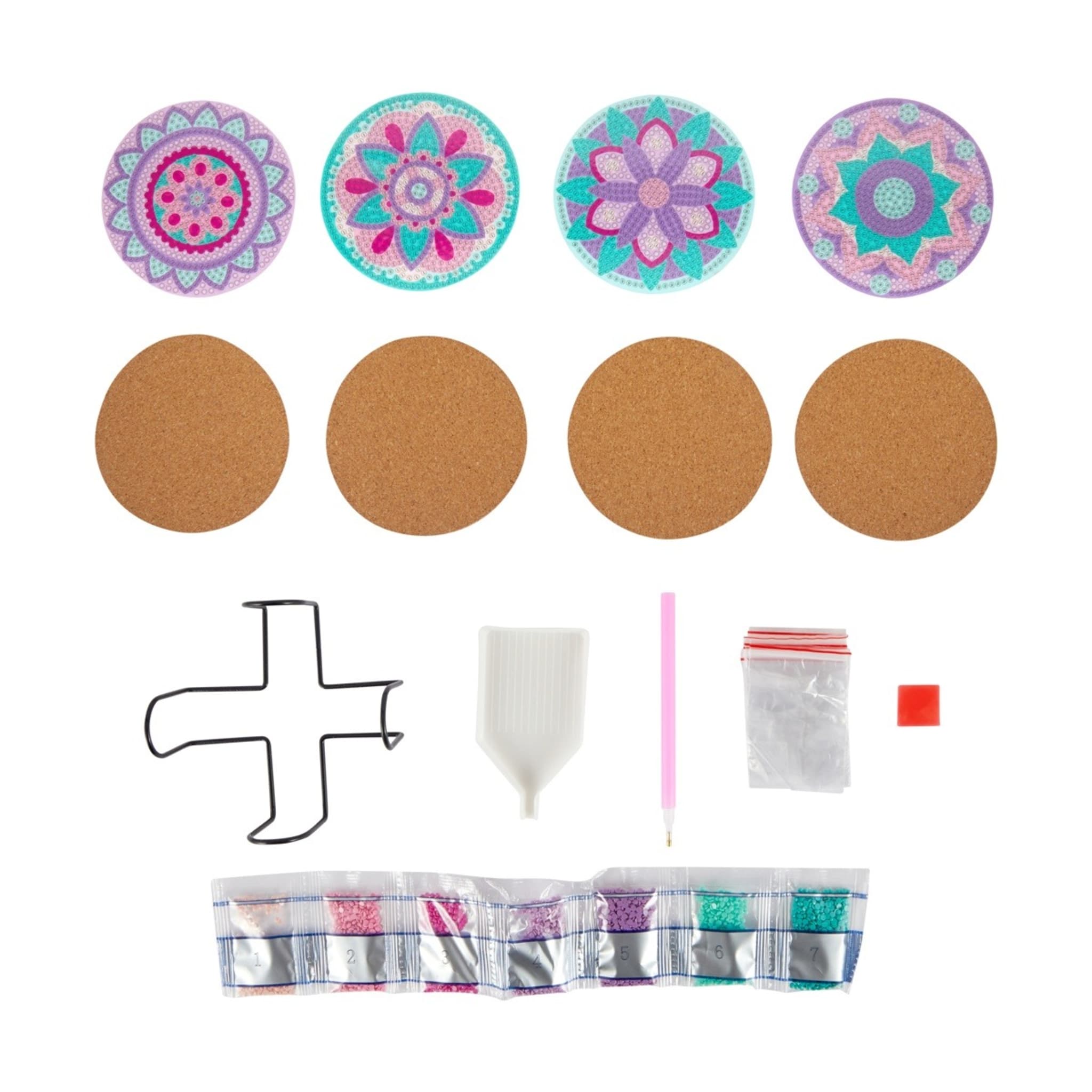 4 Pack Sparkle Gem Art Coaster Set - Mandala - Kmart