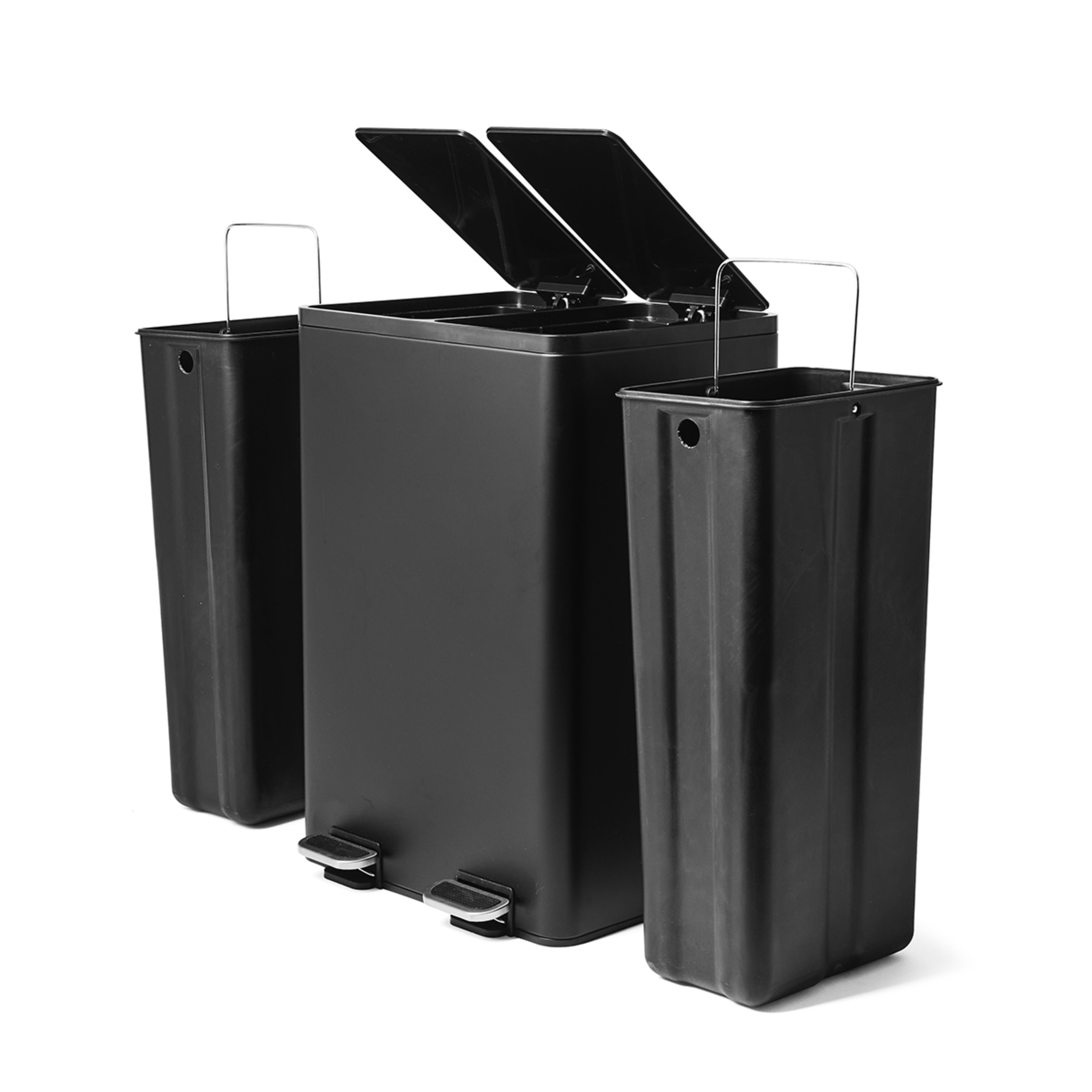 40L 2 Compartment Matte Black Recycle Bin - Kmart