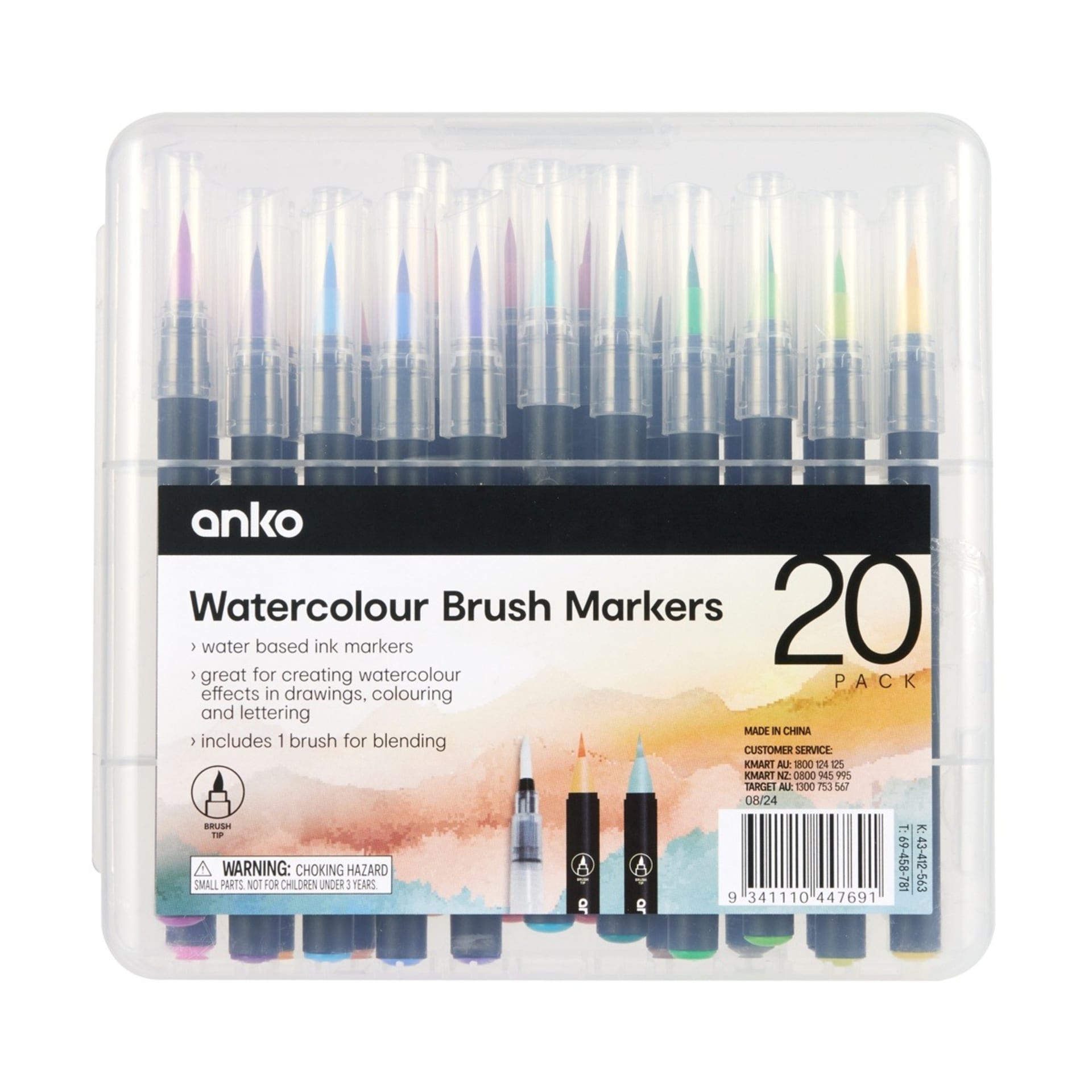 20 Pack Watercolour Brush Markers - Kmart NZ