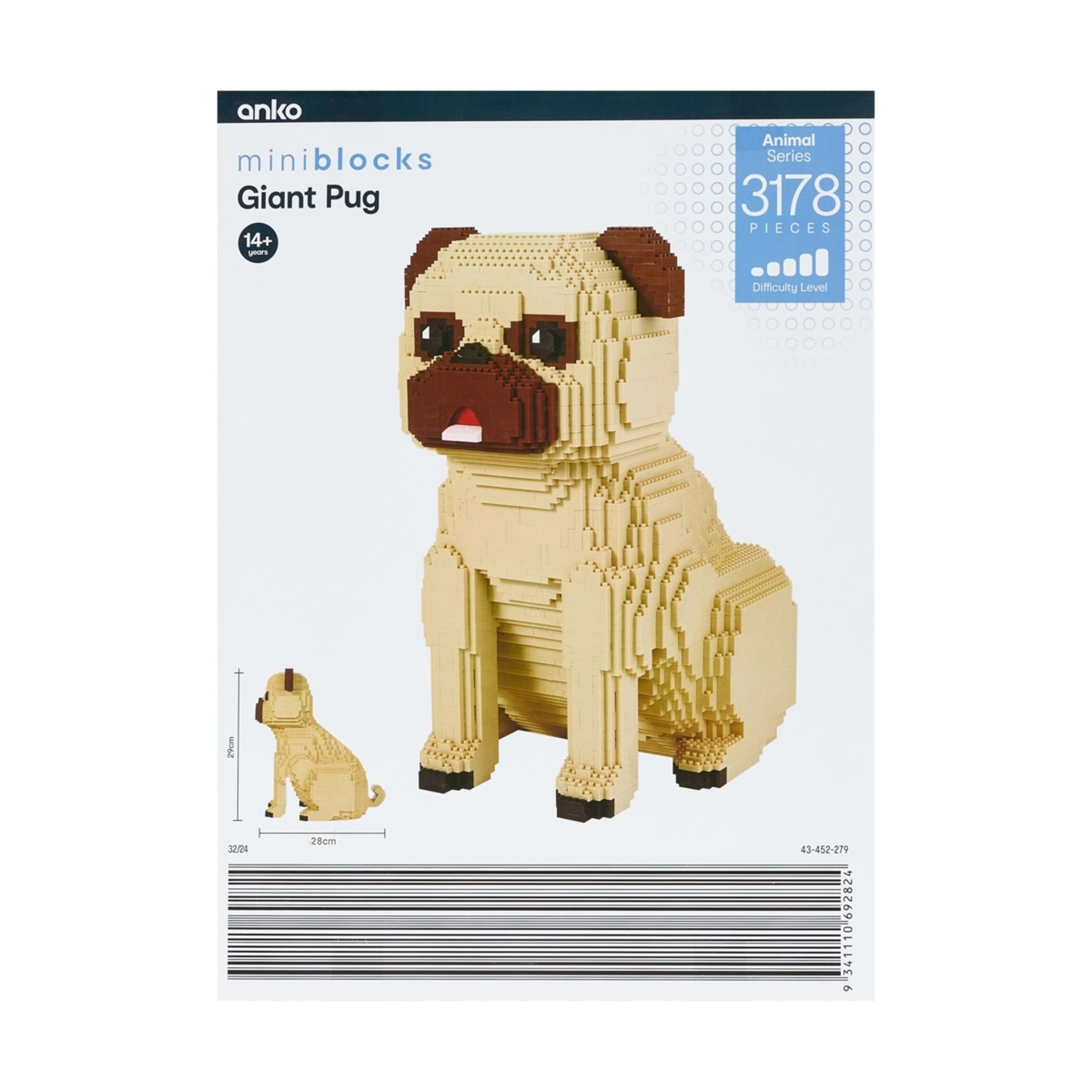 3178 Piece Mini Blocks Animal Series: Giant Pug - Kmart