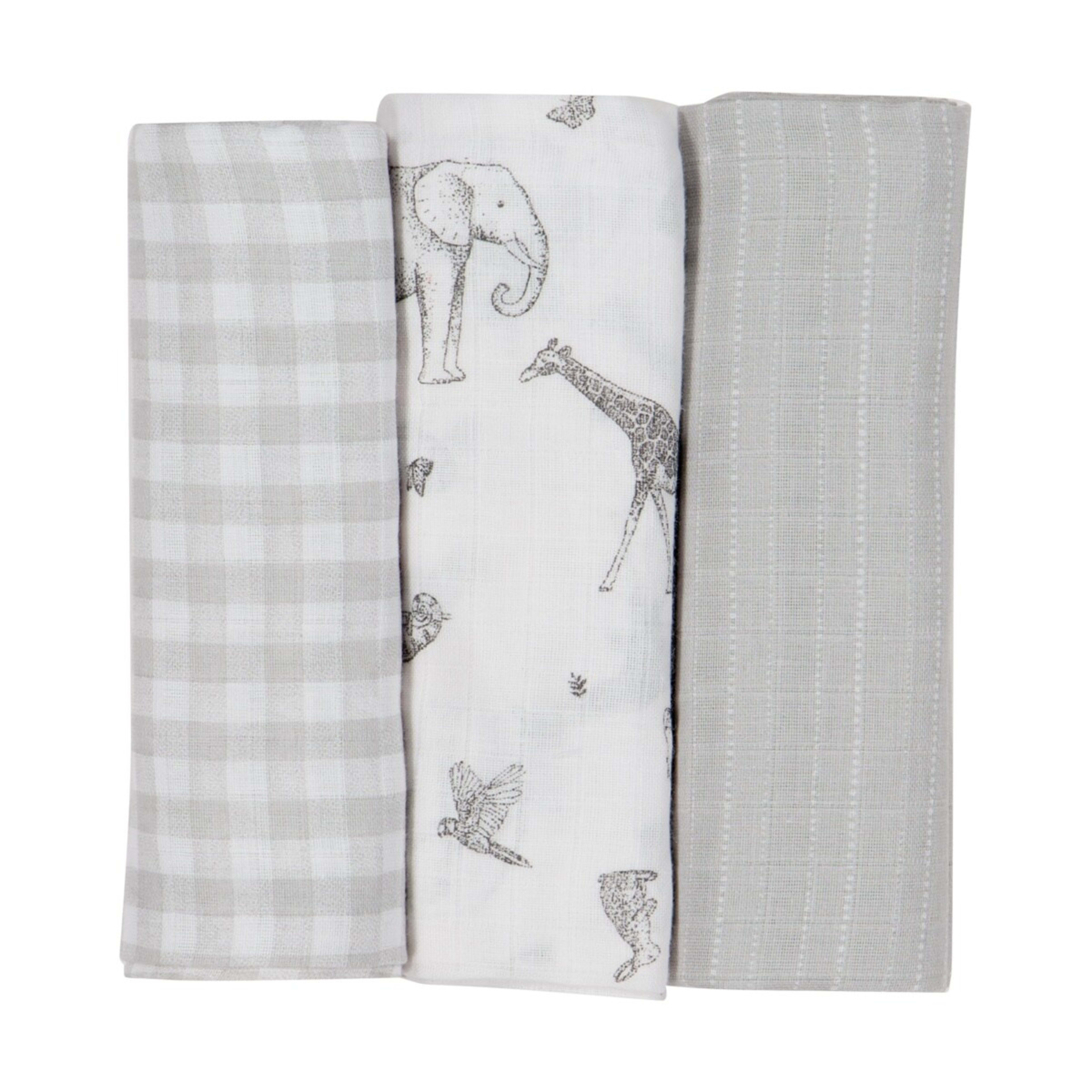 3 Pack Muslin Wraps - Jungle - Kmart