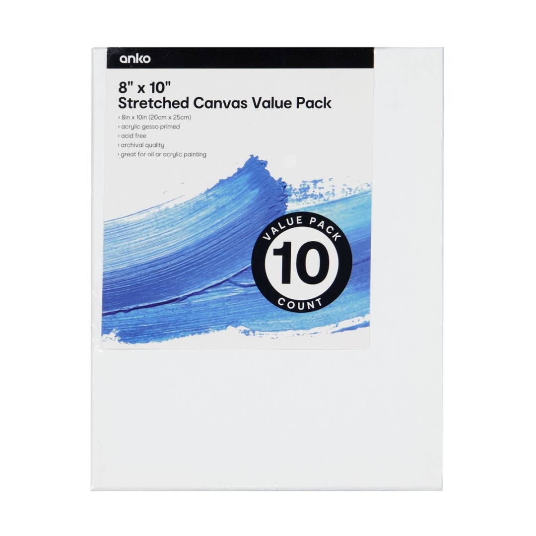 10 Piece 8in. x 10in. Stretched Canvas Value Pack - Kmart