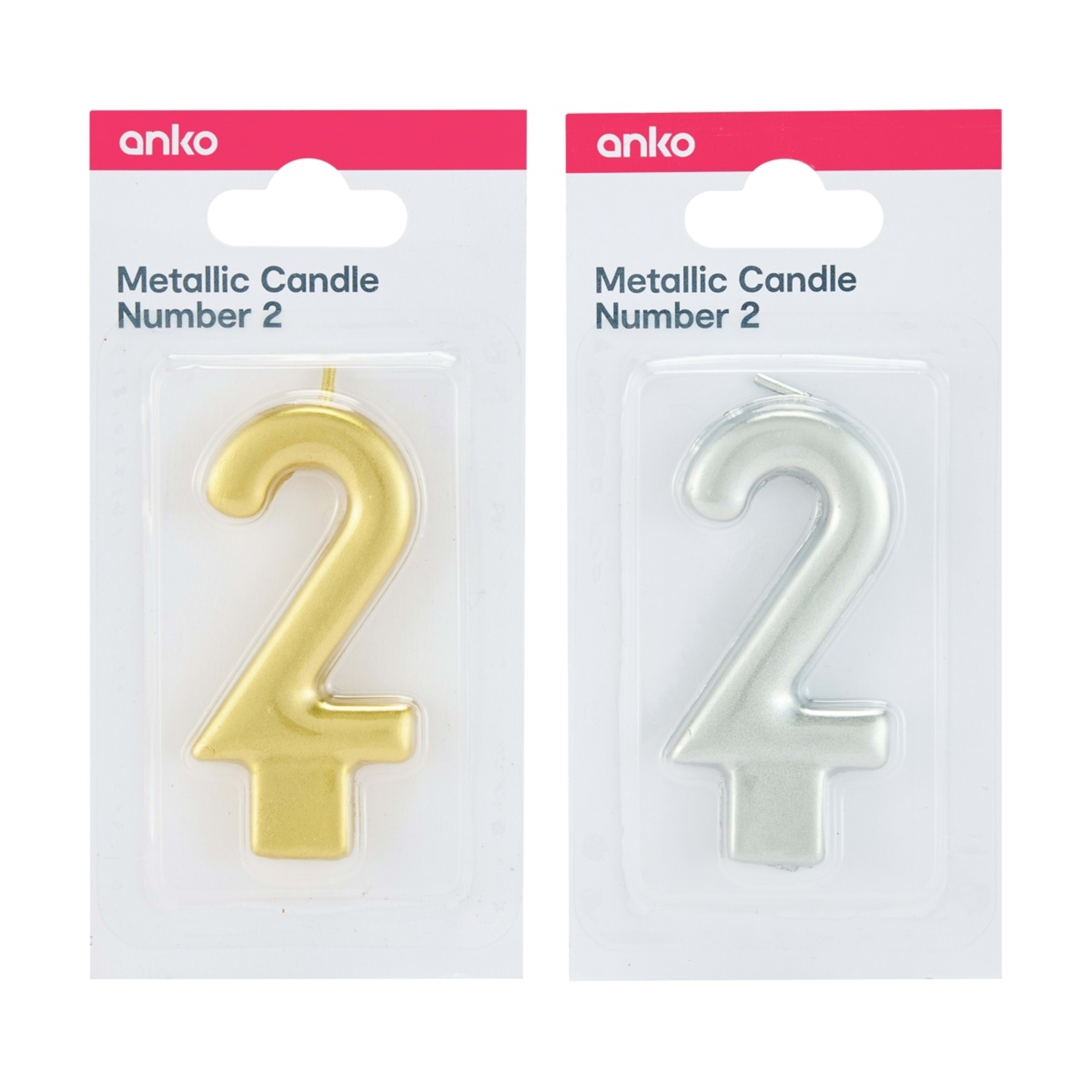 Metallic Candle Number 2 - Assorted - Kmart