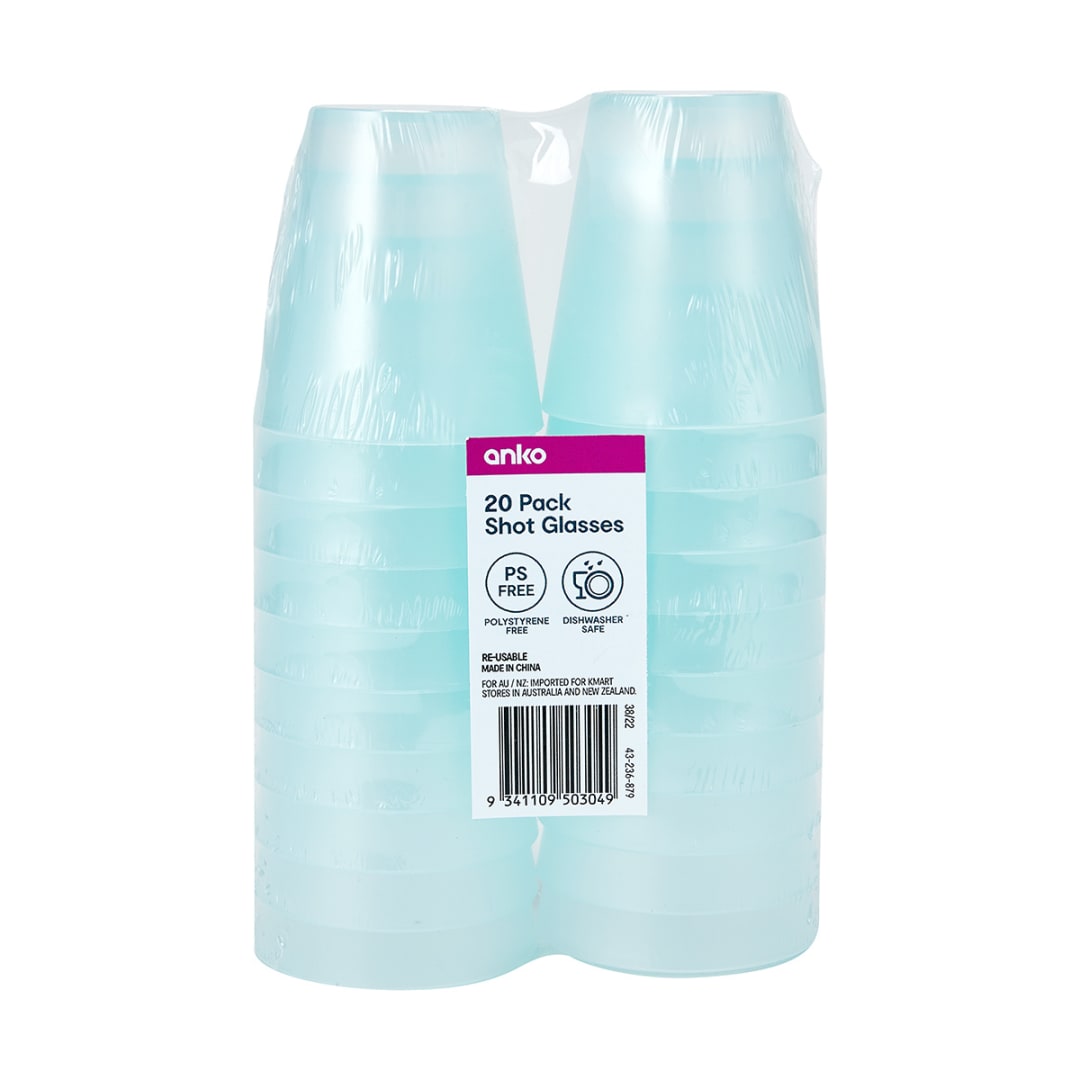 20 Pack Reusable Plastic Shot Glasses - Kmart