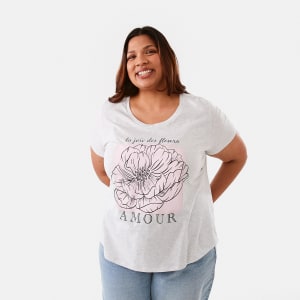 Curve Short Sleeve Basic Print T-shirt - Kmart