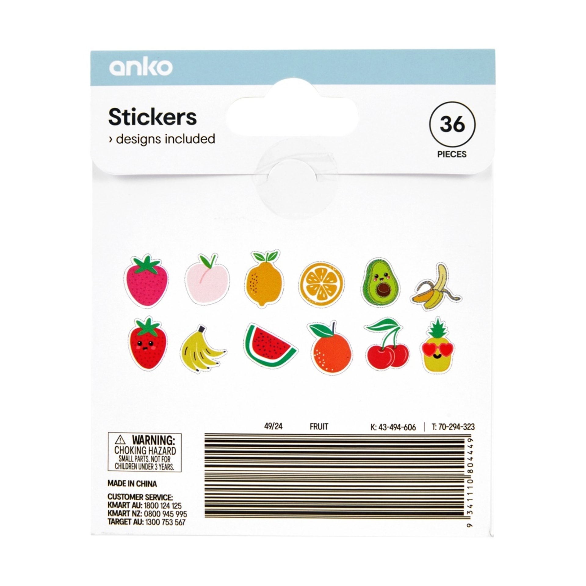 36 Piece Stickers - Fruits - Kmart