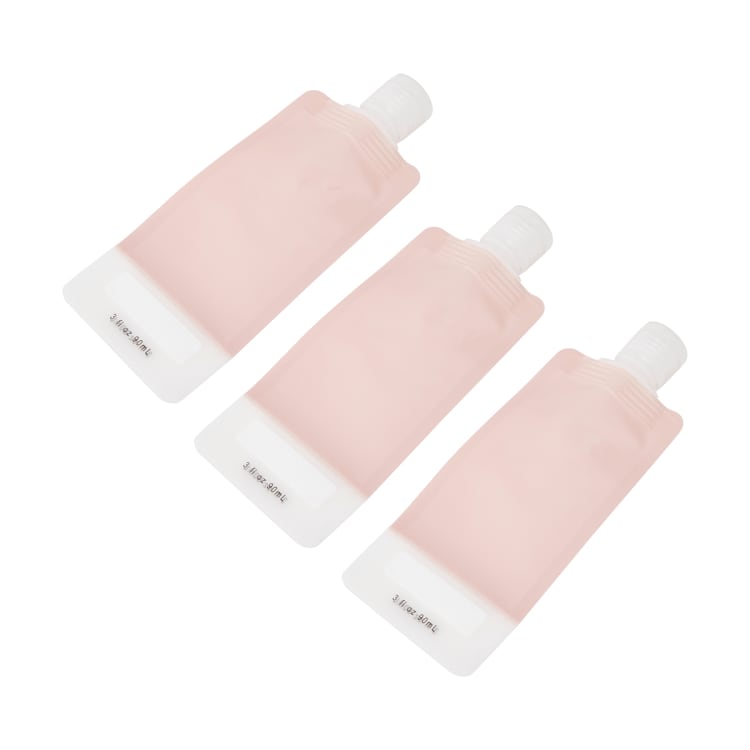 3 Pack Refillable Travel Pouches - Rose - Kmart