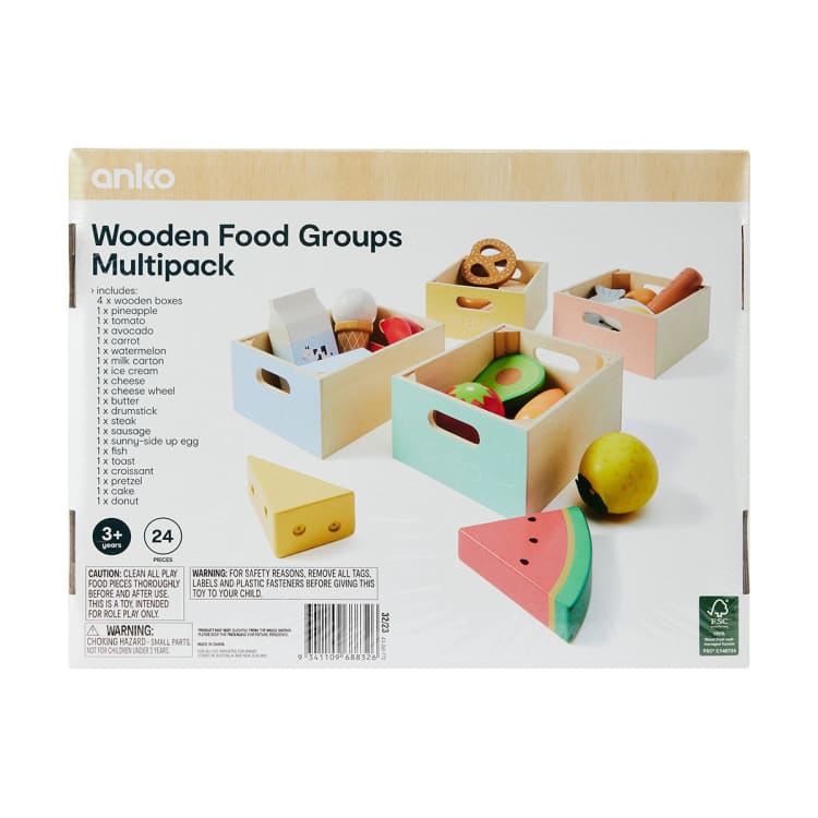 24 Piece Wooden Food Groups Multipack - Kmart NZ