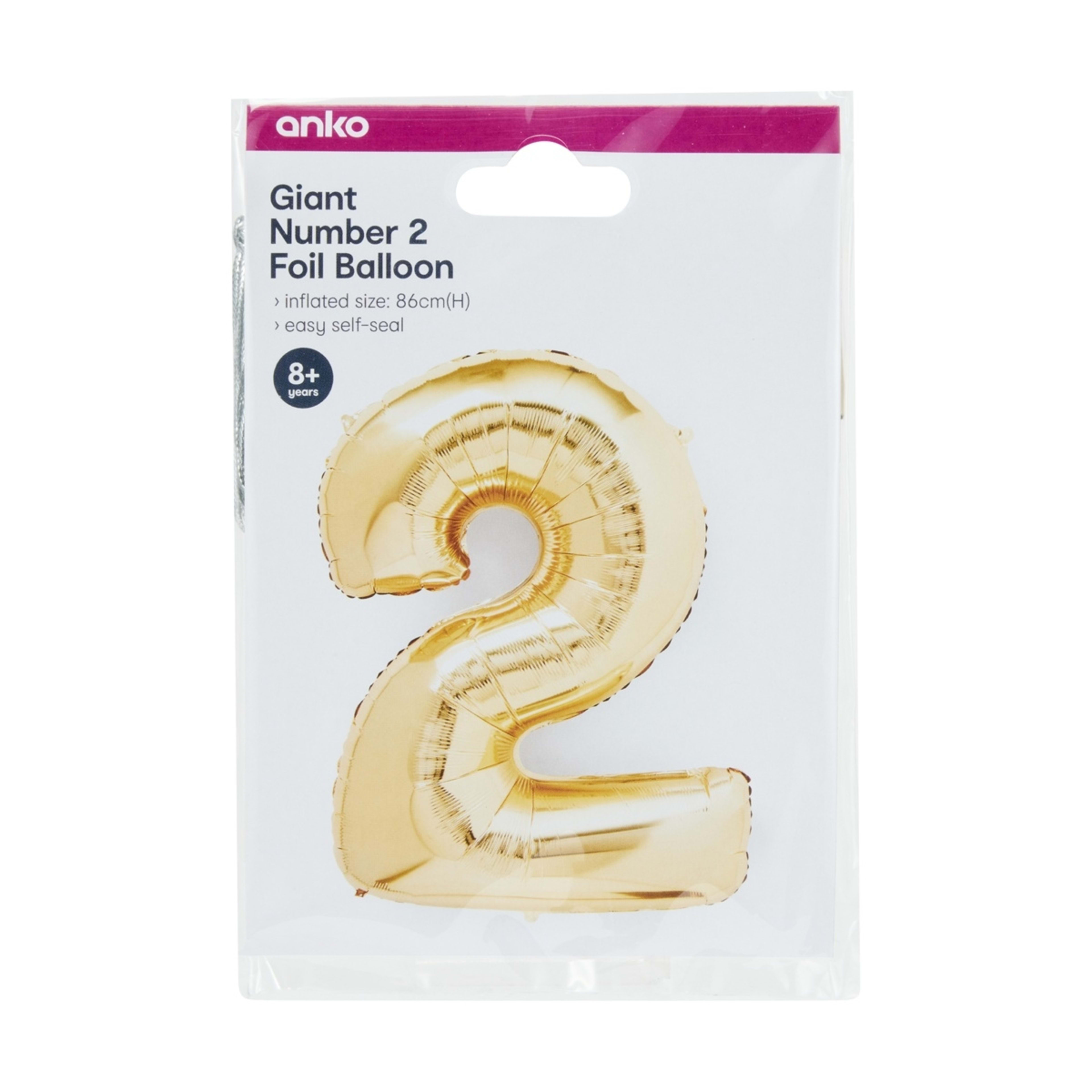 Gold Look Giant Number 2 Foil Balloon - Kmart
