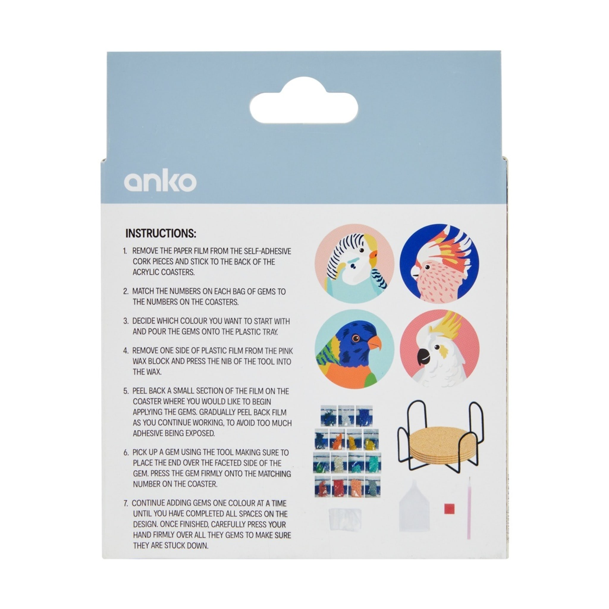 Sparkle Gem Art Coaster Set - Birds - Kmart