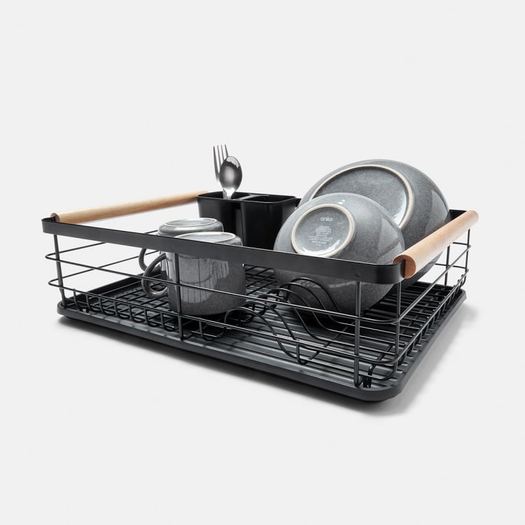 Black Wooden Handle Dish Rack - Kmart