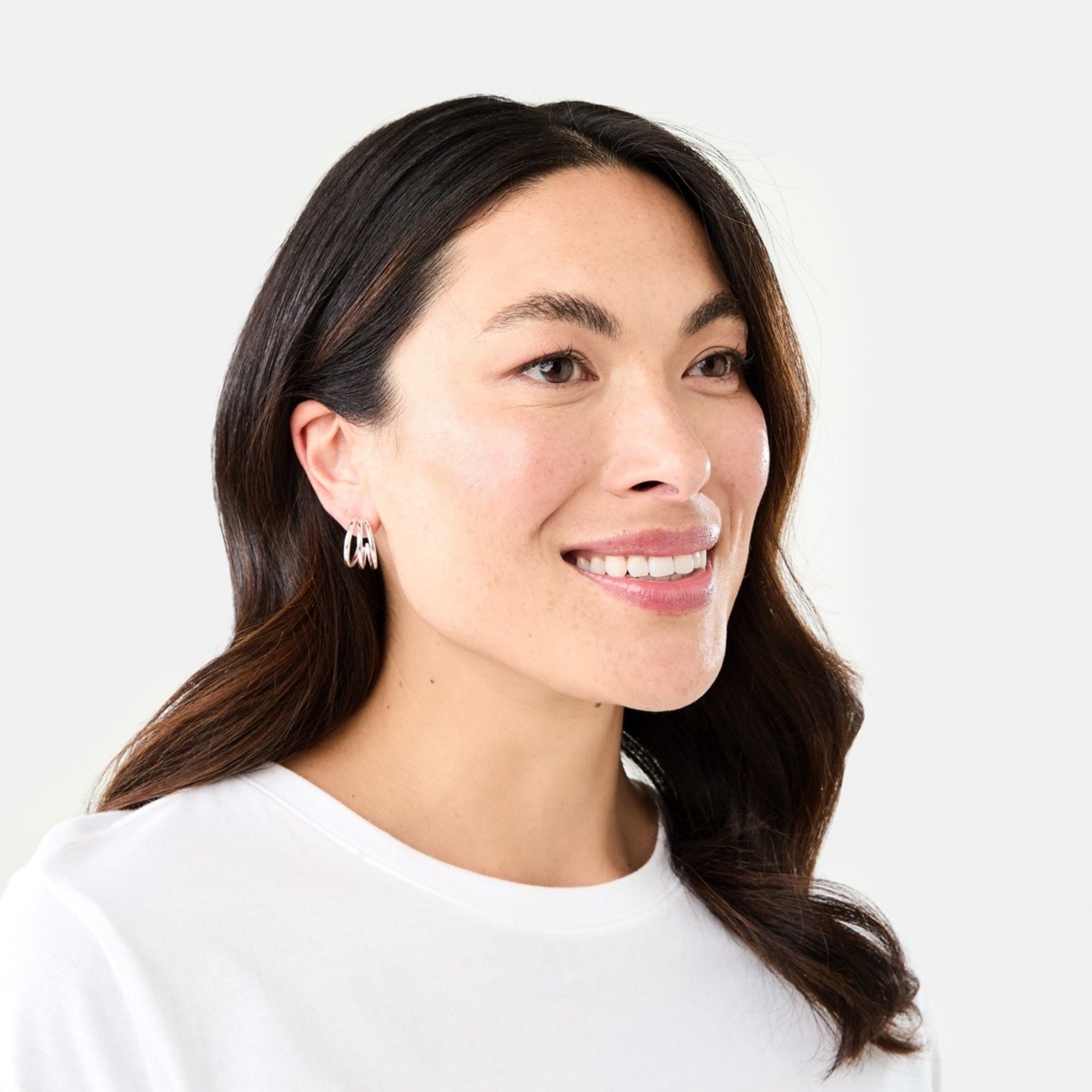 6 Pack Mini Faux Pearl Hoop Earrings - Silver Tone - Kmart