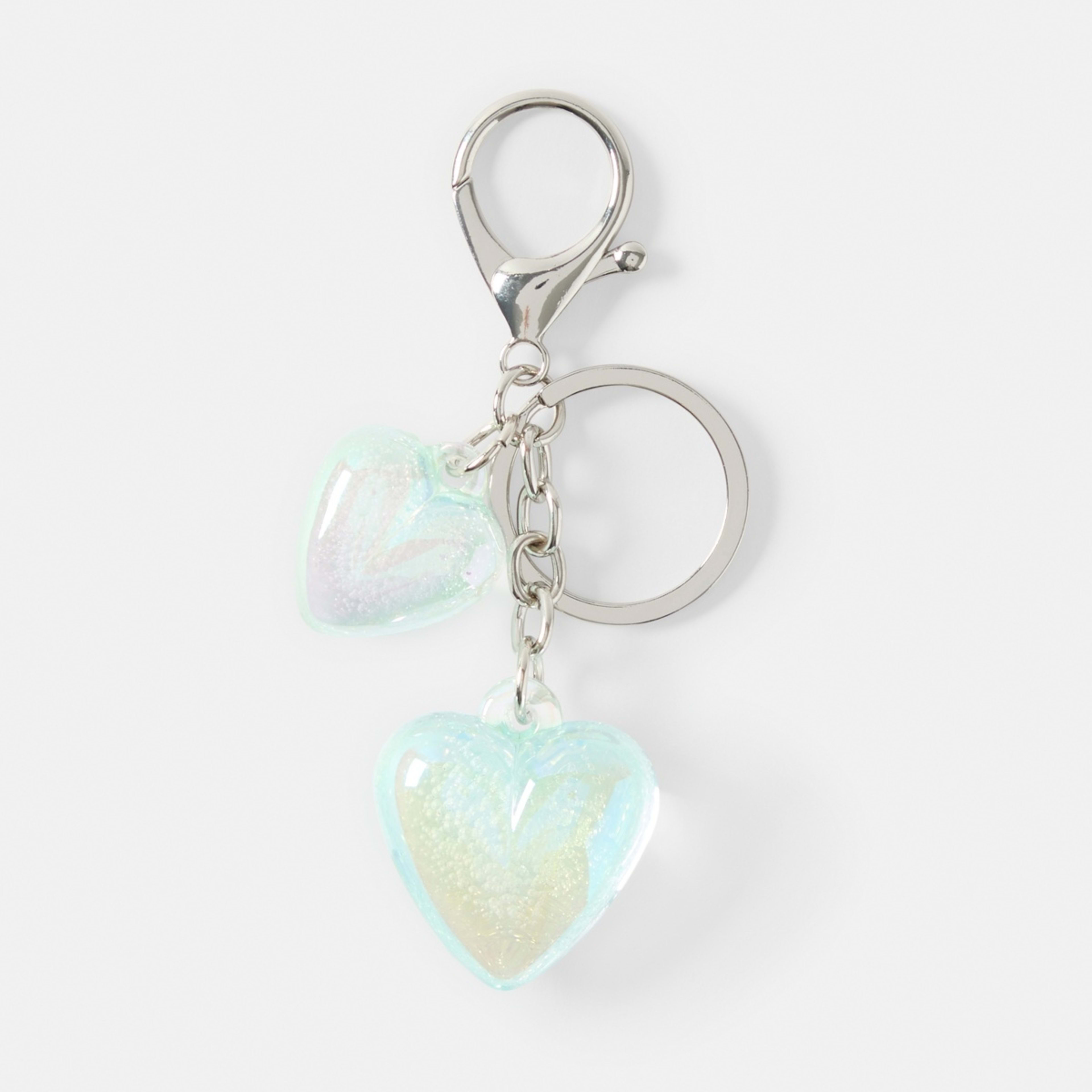 Heart Keyring - Blue and Silver Tone - Kmart