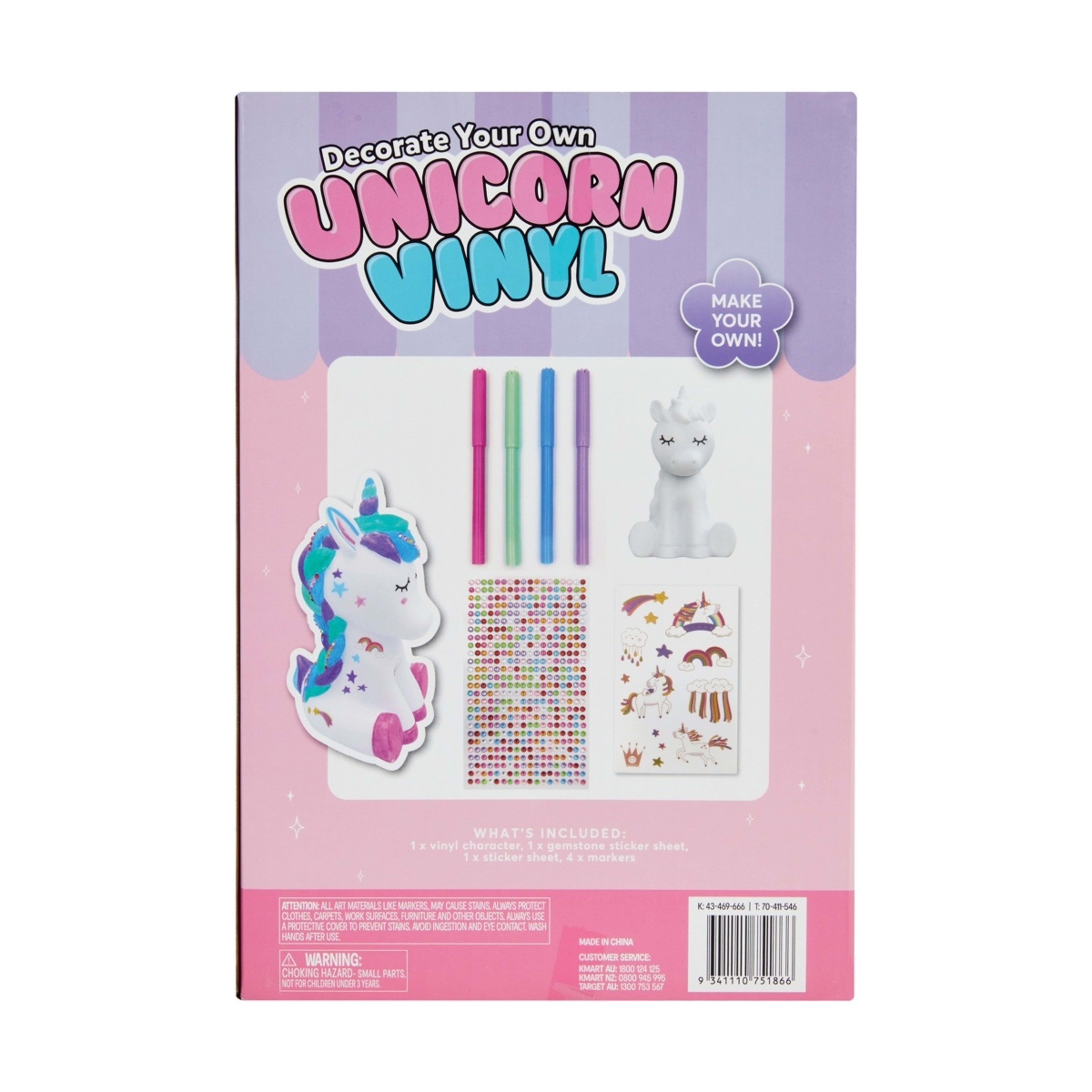 Decorate Your Own Unicorn Vinyl Set - Kmart