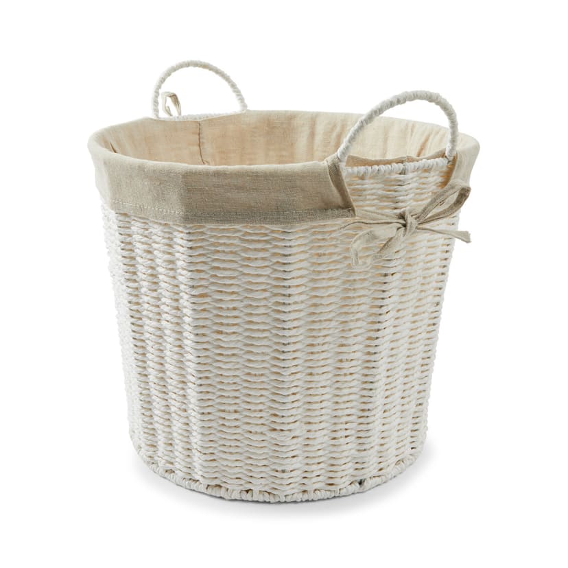 Round Paper Rope Basket with Liner - White - Kmart