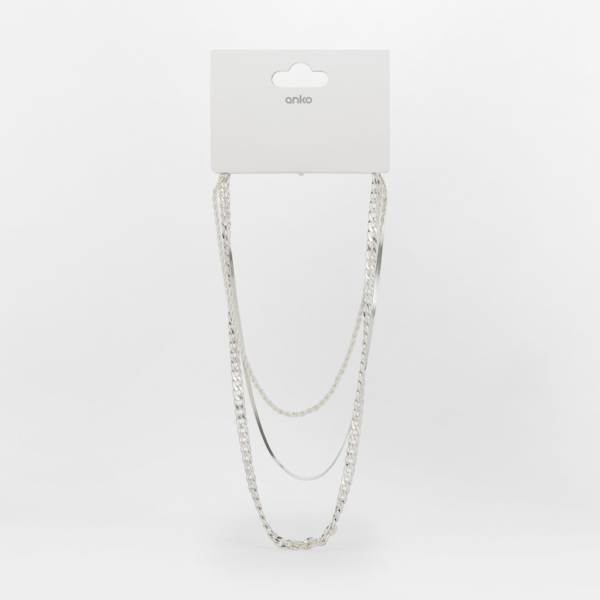 3 Pack Essential Chain Necklace - Silver Tone - Kmart
