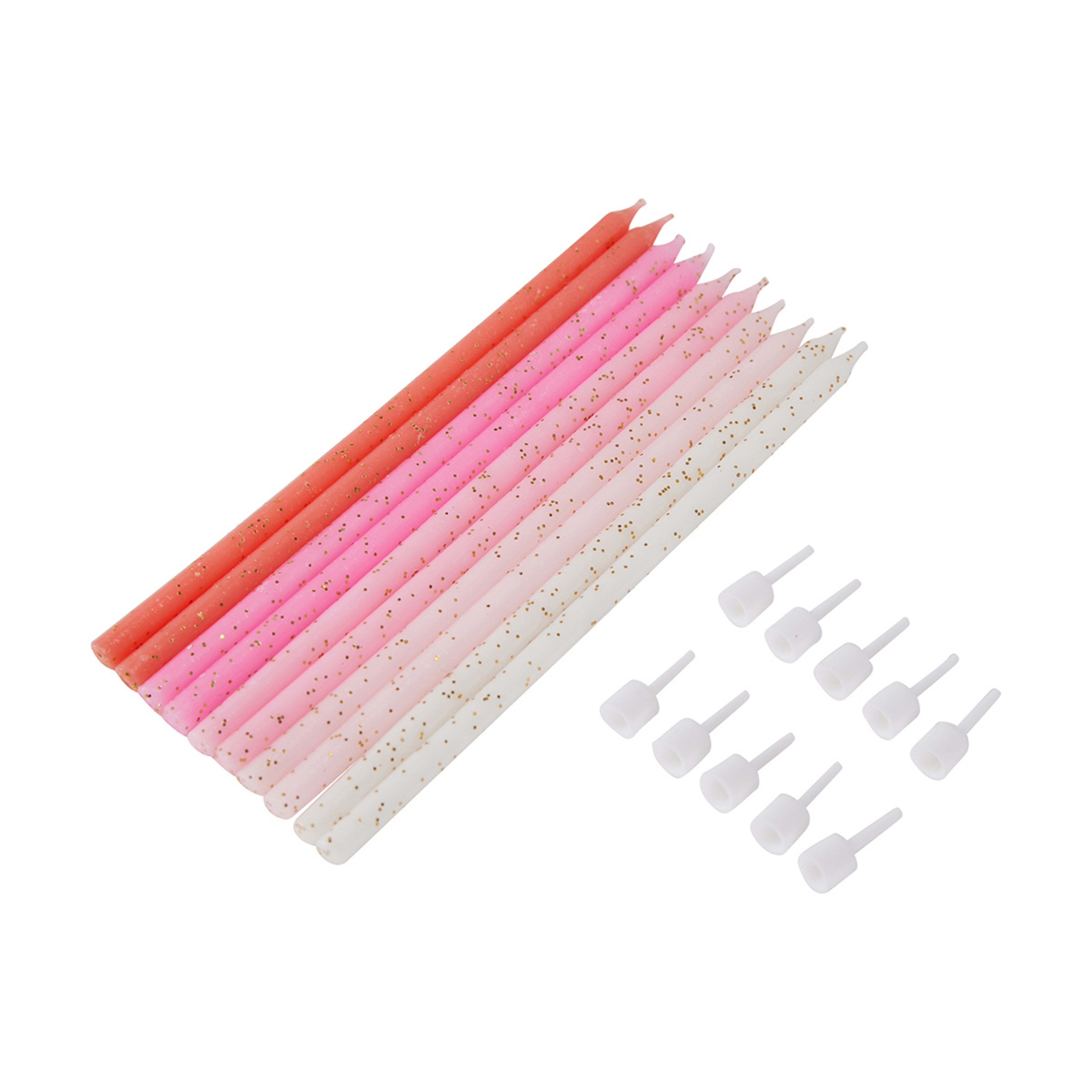 10 Pack Glitter Candles - Pink - Kmart
