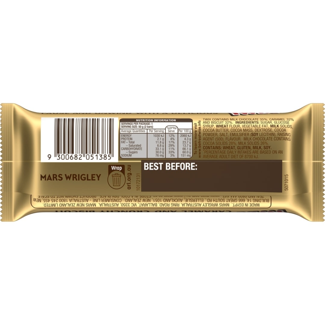 Twix Chocolate Bar with Biscuit & Caramel 50g - Kmart