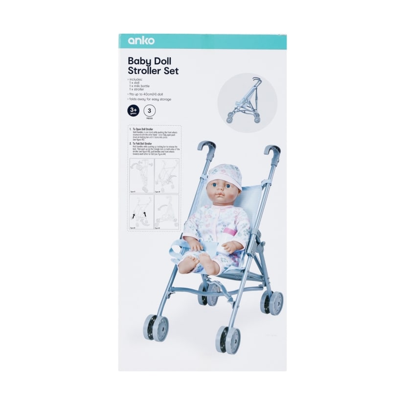 3 Piece Baby Doll Stroller Set - Kmart