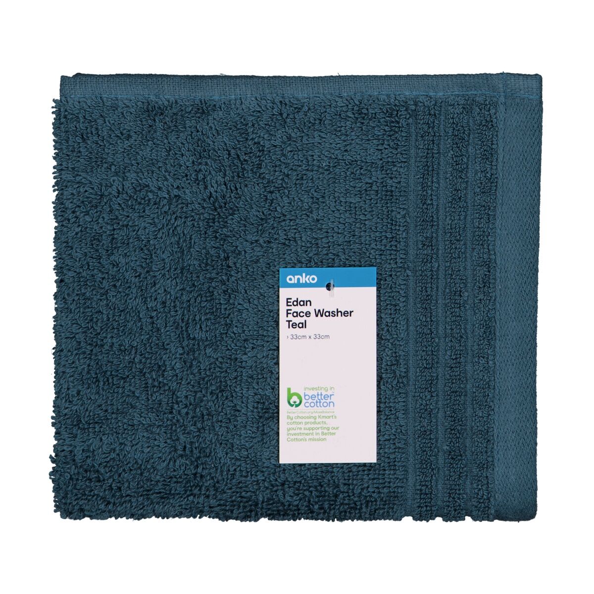 Edan Cotton Face Washer - Teal - Kmart