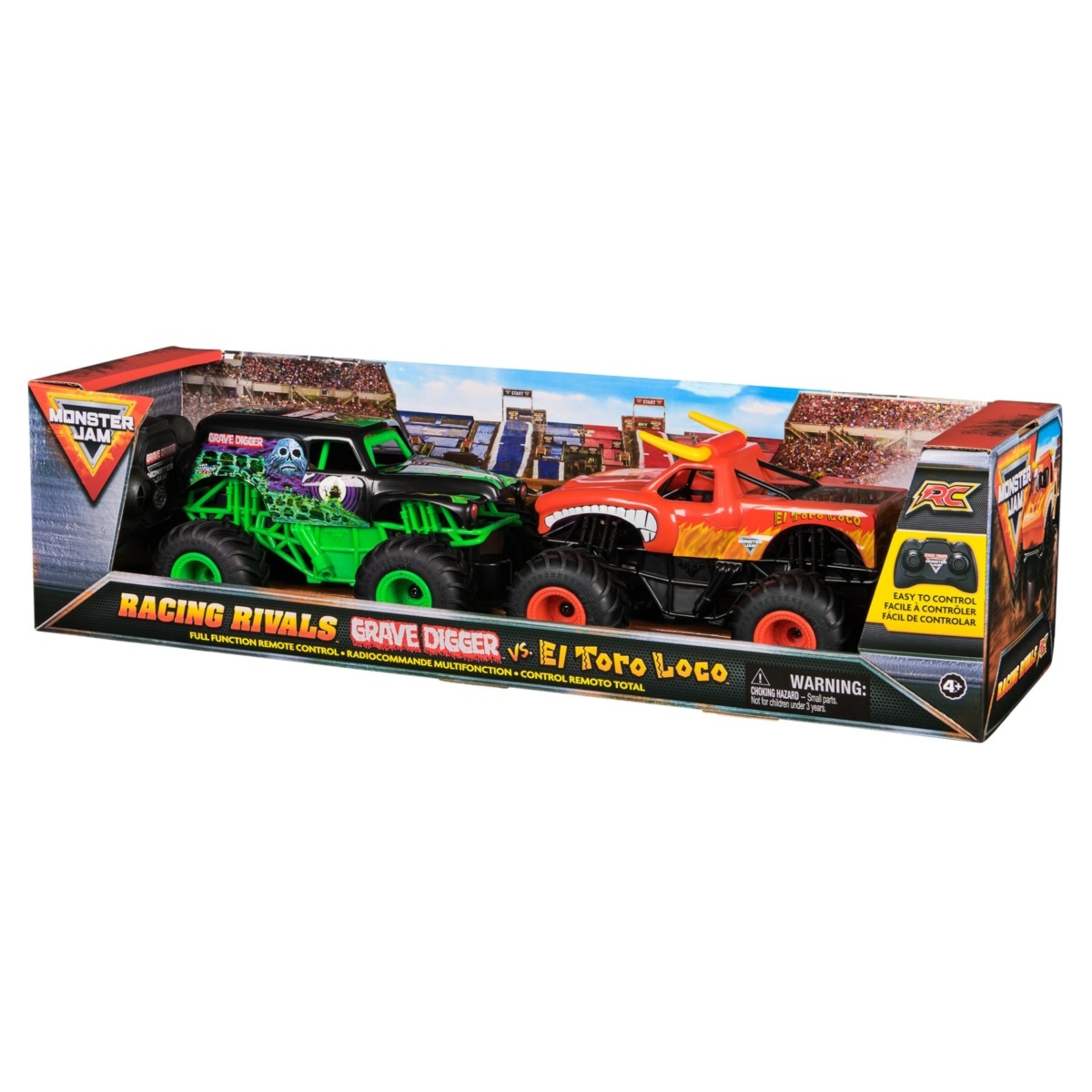 2 Pack Monster Jam RC 1:24 Grave Digger vs El Toro Loco Racing Rivals ...