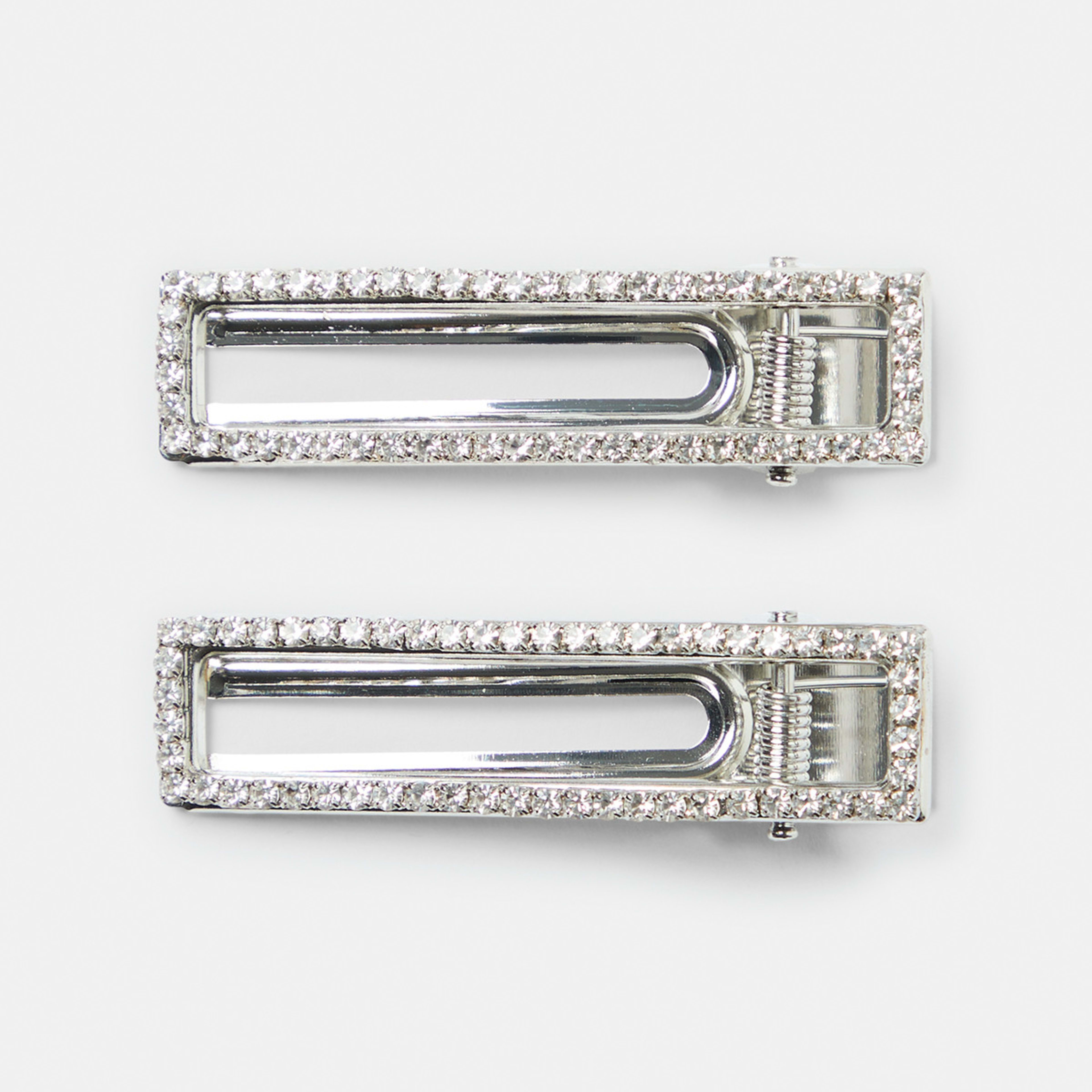 Silver Tone Sparkle Side Hair Clips - Kmart