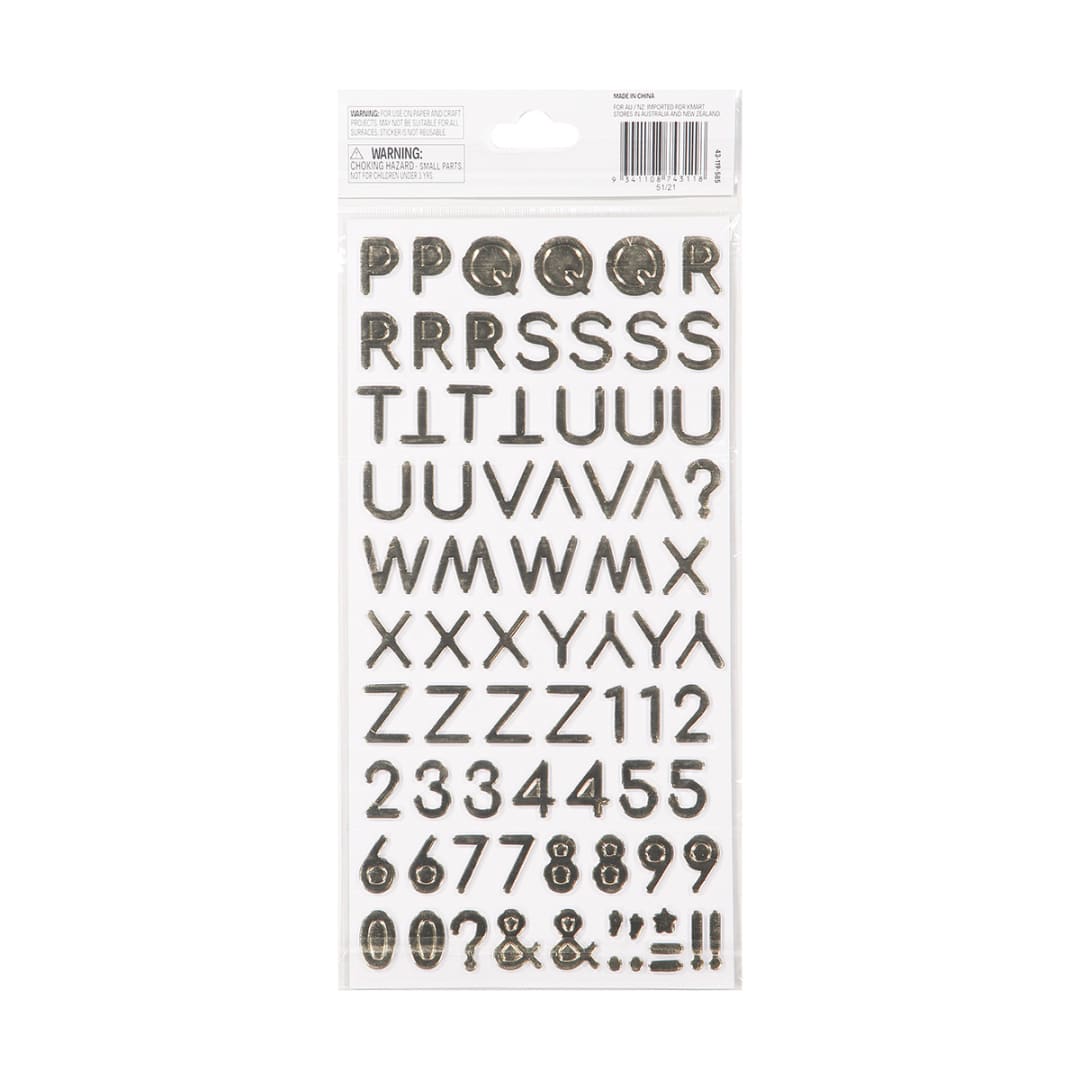 Foil Alphabet Stickers - Gold Look - Kmart