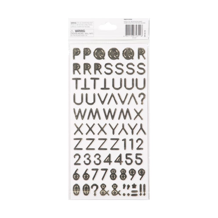Foil Alphabet Stickers - Gold Look - Kmart