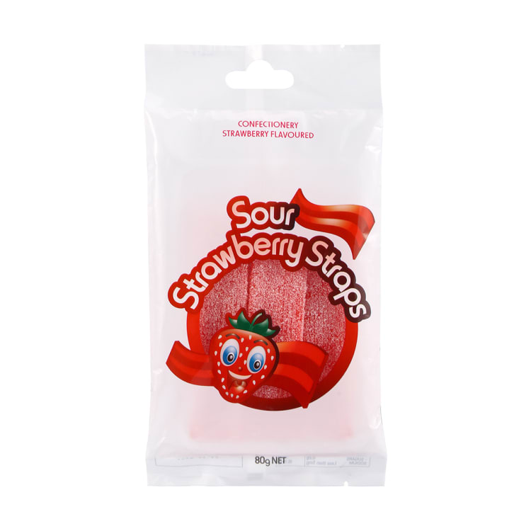 Sour Strawberry Straps 80g - Kmart