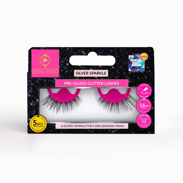 Pinky Goat Pre-Glued Glitter False Lashes - Silver Sparkle - Kmart